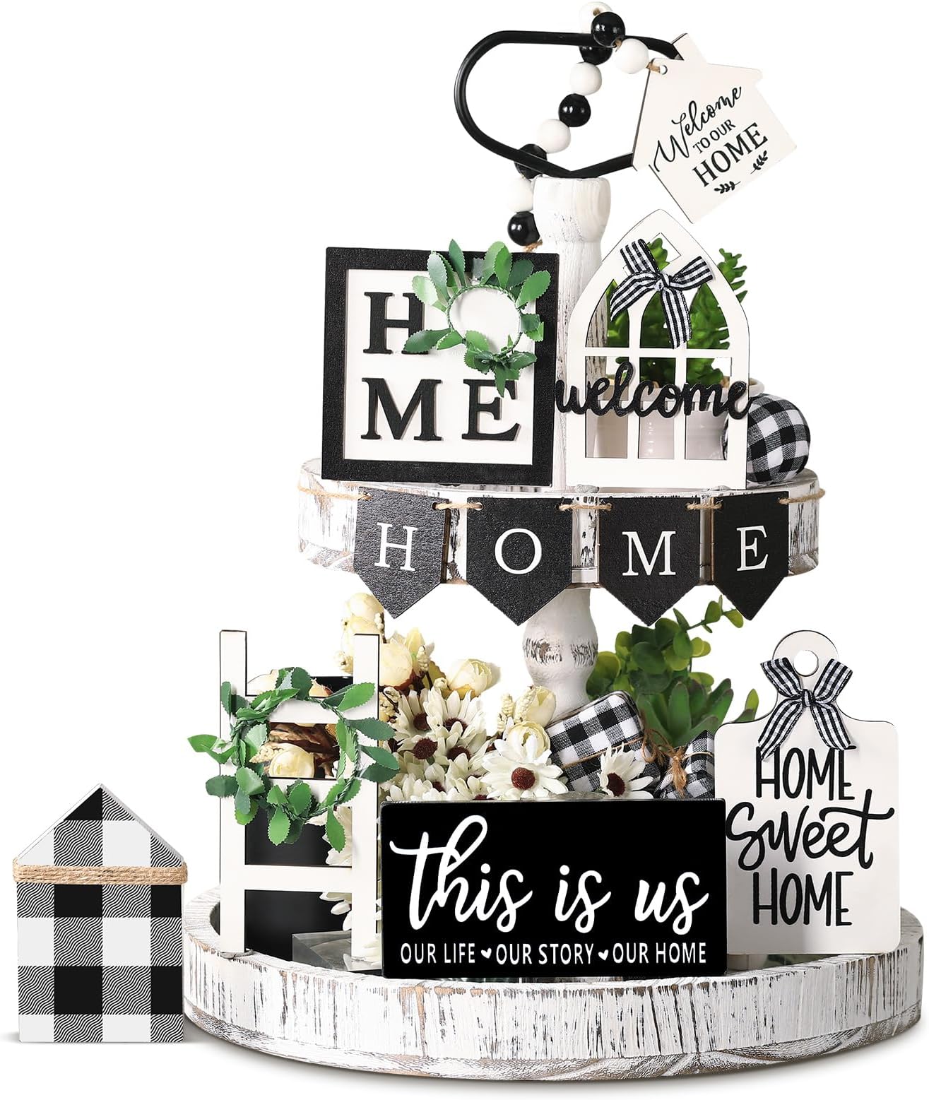 Amazon.com: 22 Pieces Summer Tiered Tray Decor Sets Farmhouse Hello ...