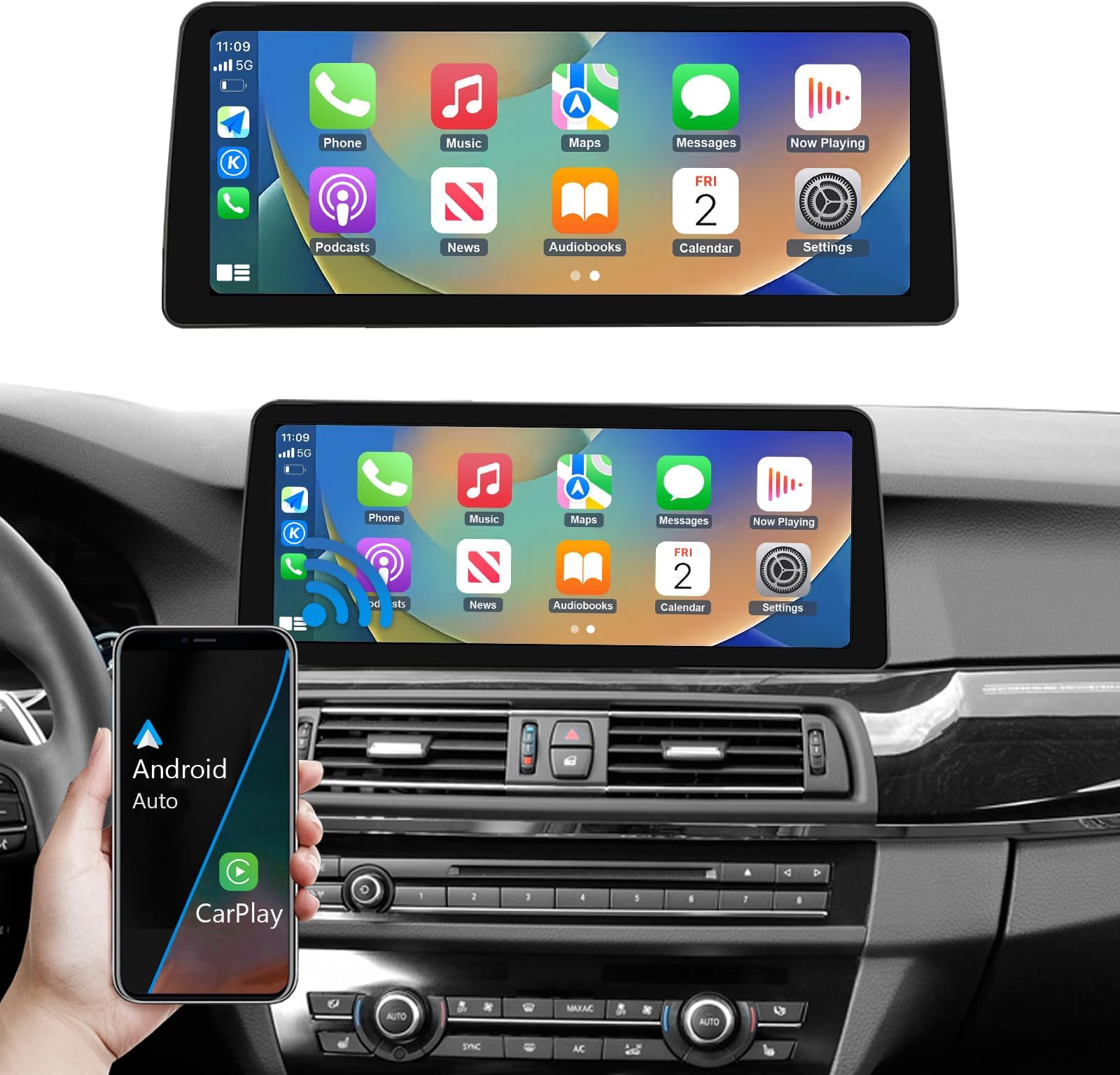 Amazon.com: Road Top 12.3 Inch Touchscreen Wireless CarPlay for BMW 5 ...