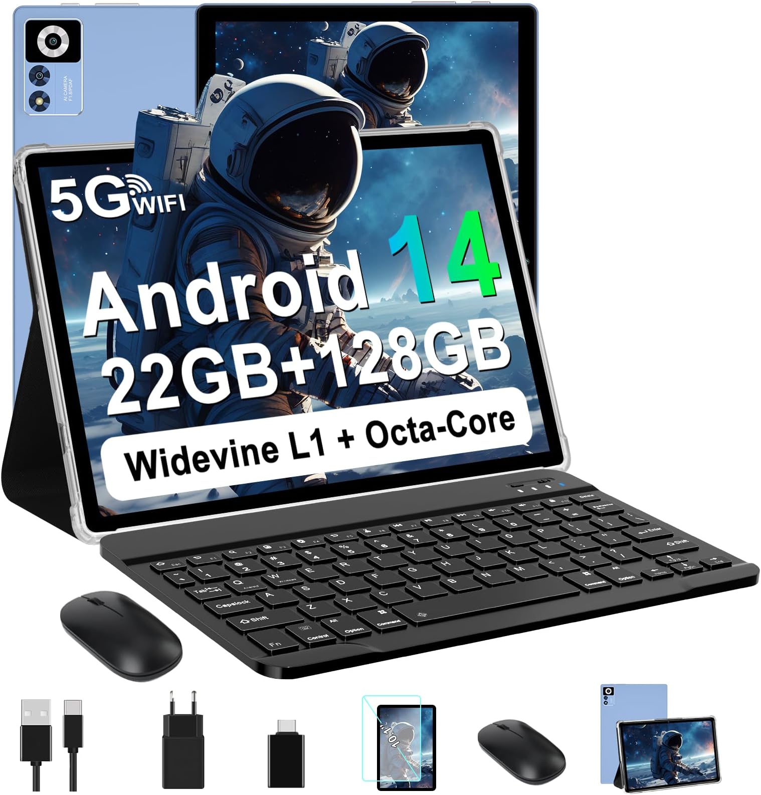 fezawio F10 Tablet 10 Pollici, Tablet Android 14, 22 GB RAM+128 GB ROM ...