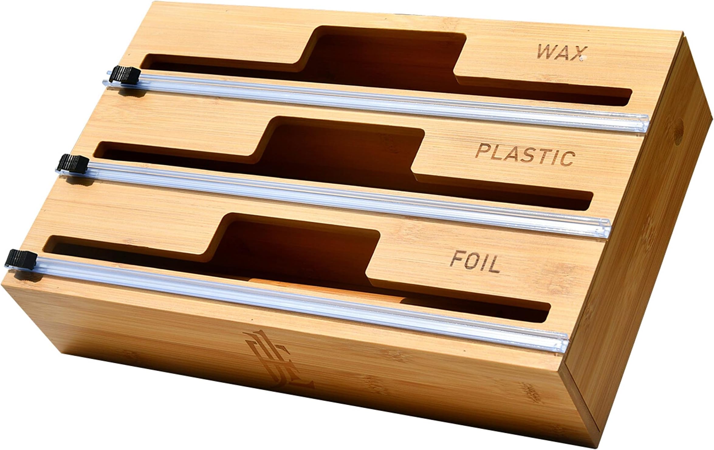 Amazon.com: HELIA Bamboo Kitchen Wrap Organizer | Wall Mounting Solid ...
