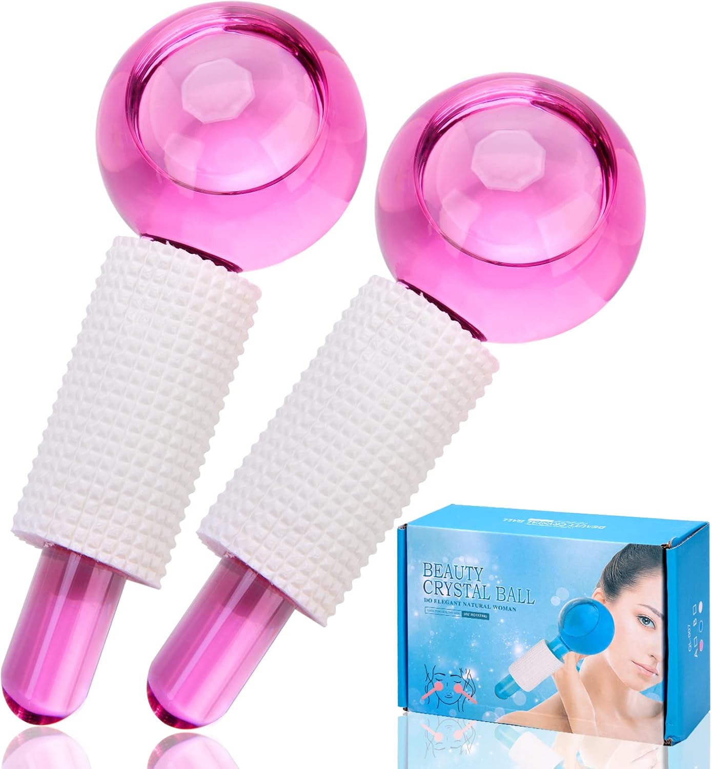 Globos de Hielo Rosa para Facial, Globos de Masaje de Piel Fría O ...