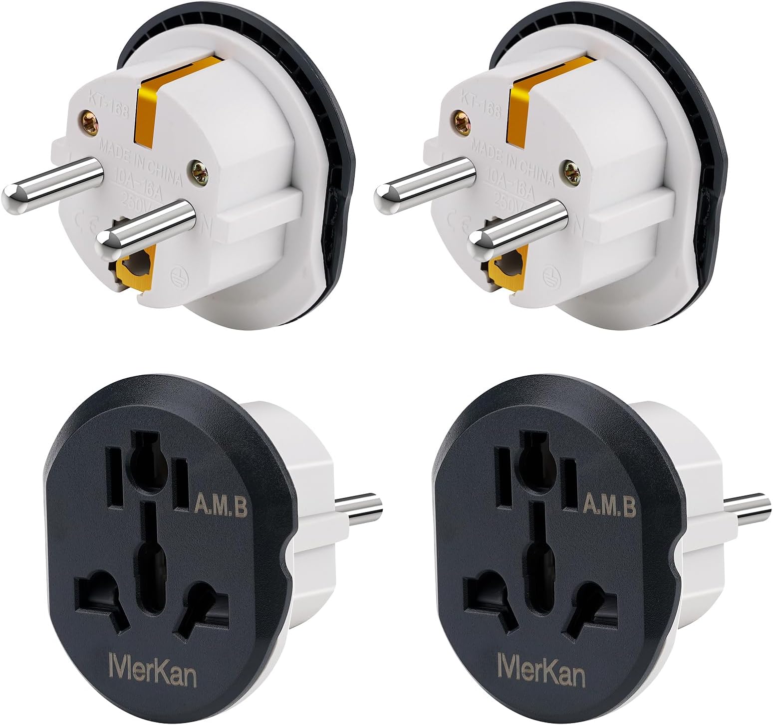 Pack of 4 Universal Socket Adapter, UK to EU Adapter, Plug Adapter ...