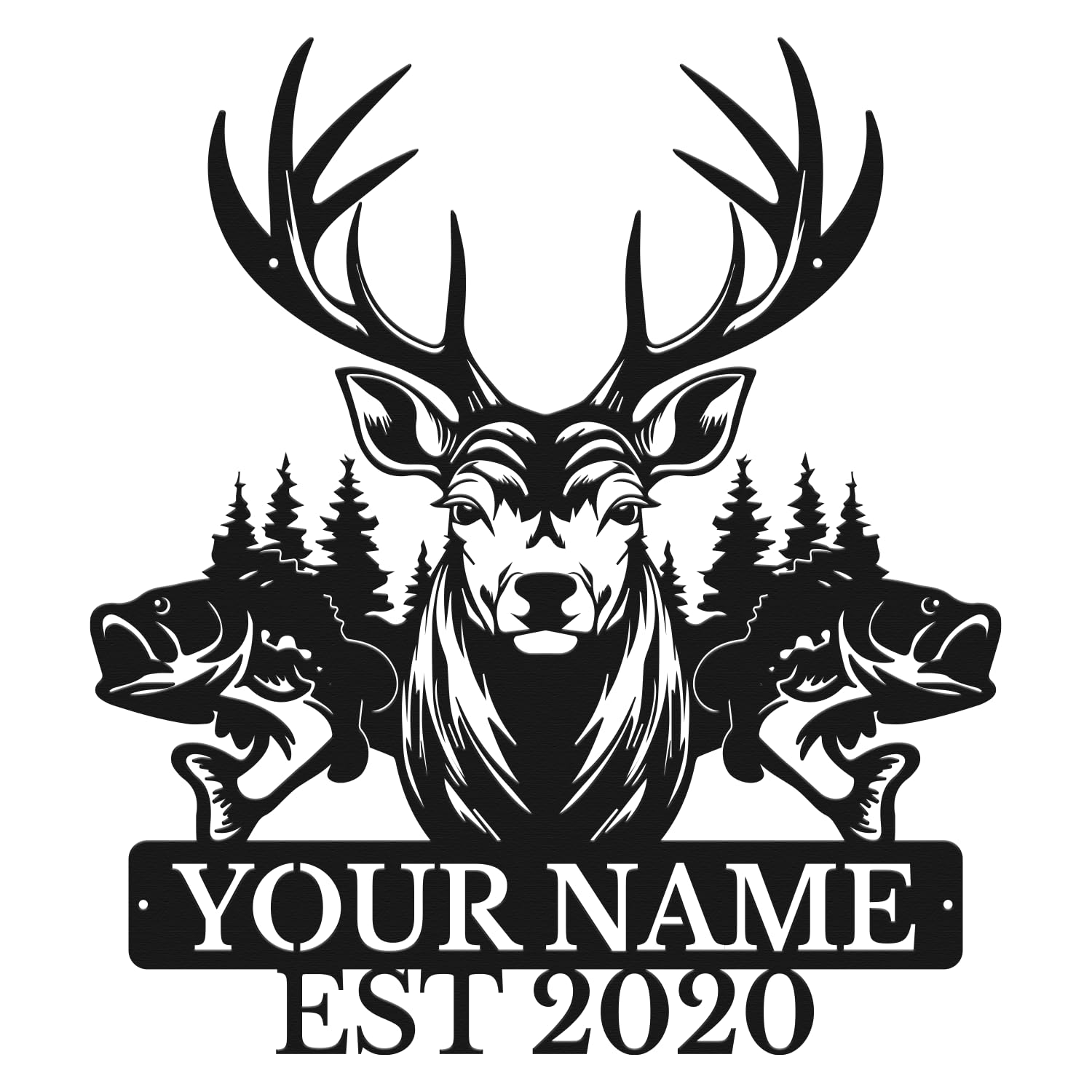 Amazon.com: Personalized Custom Forest Deer and Fish Wall Decor,Custom ...