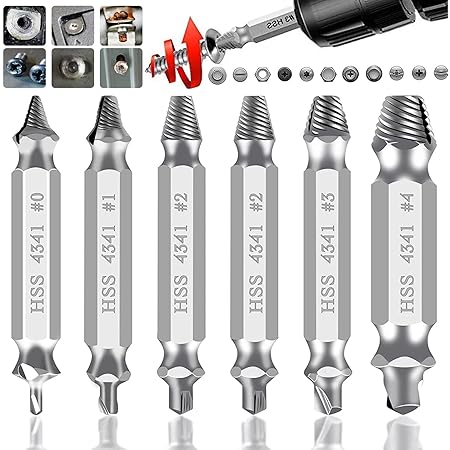 Luckyway 5-Piece Damaged Screw Extractor Set Damaged & Stripped Screw ...