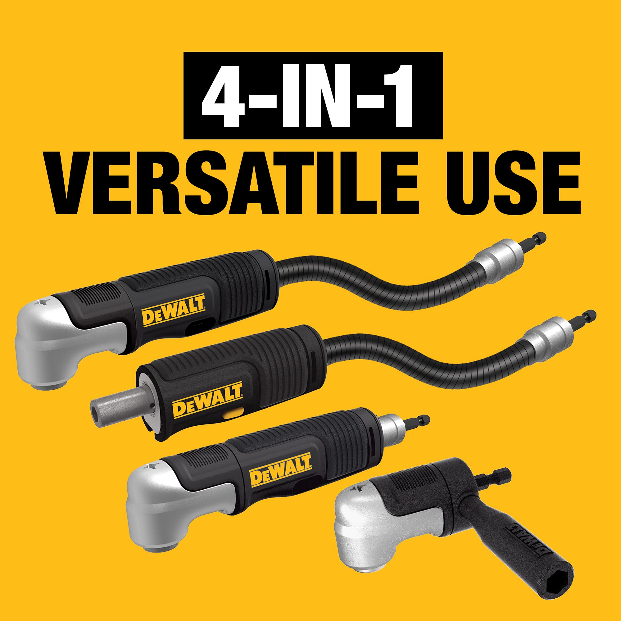 DEWALT Right Angle Drill Adaptor, FlexTorq, 4-in-1 System, Compact ...