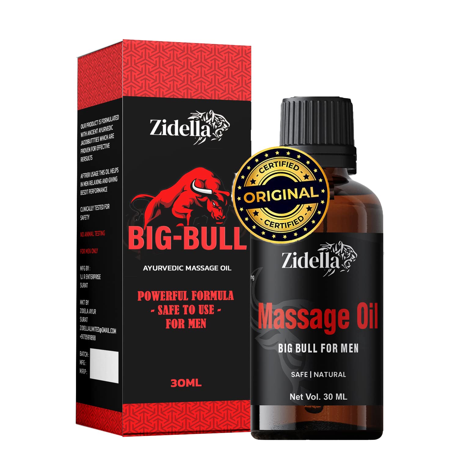 Zidella Bigbull Pure Ayurvedic Massage Oil For Men - 30ml : Amazon.in ...