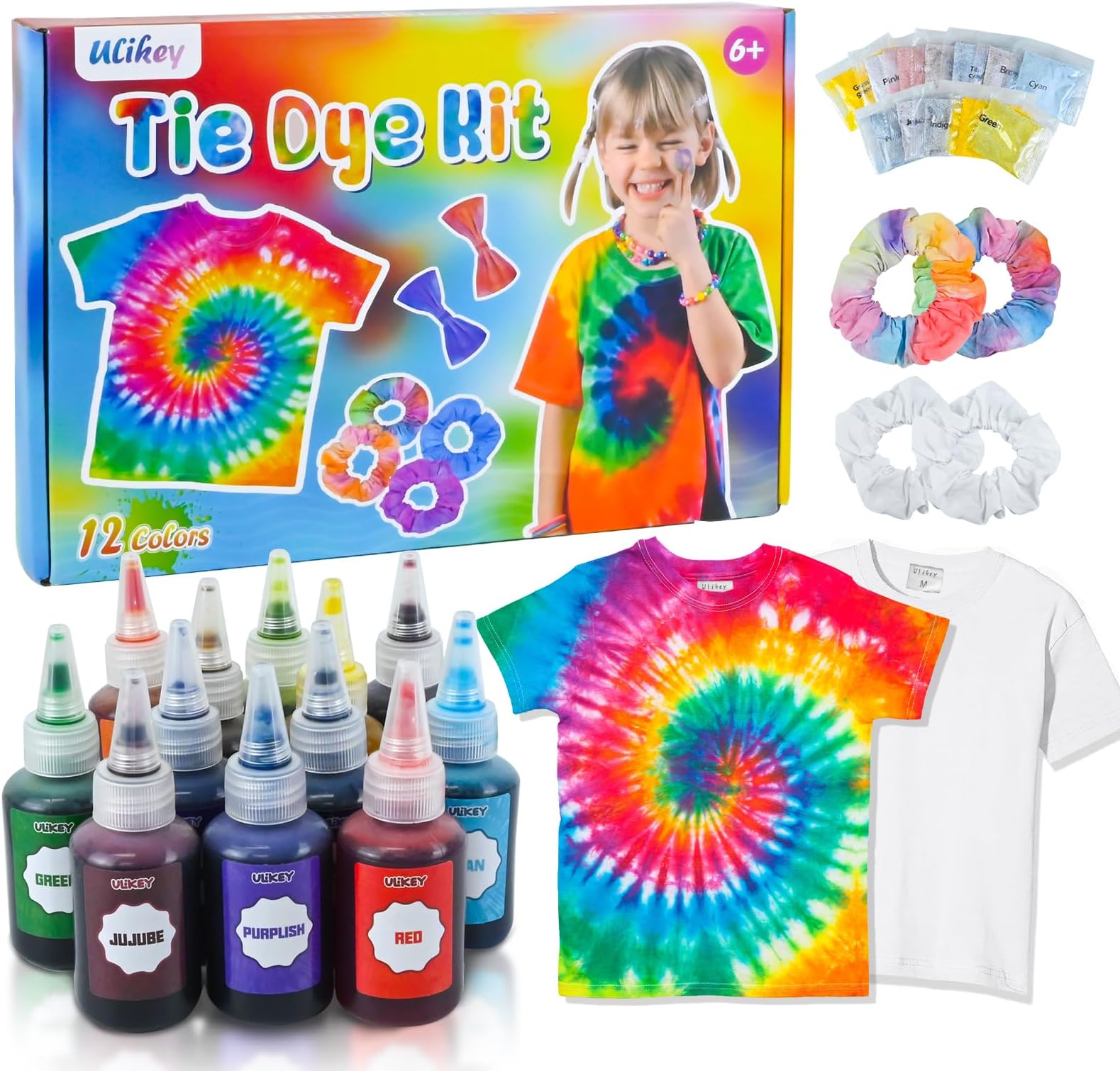 Gifort Batikfarben Set, 18 Färben Tie Dye Kit, 36 Packungen Textilfarbe ...