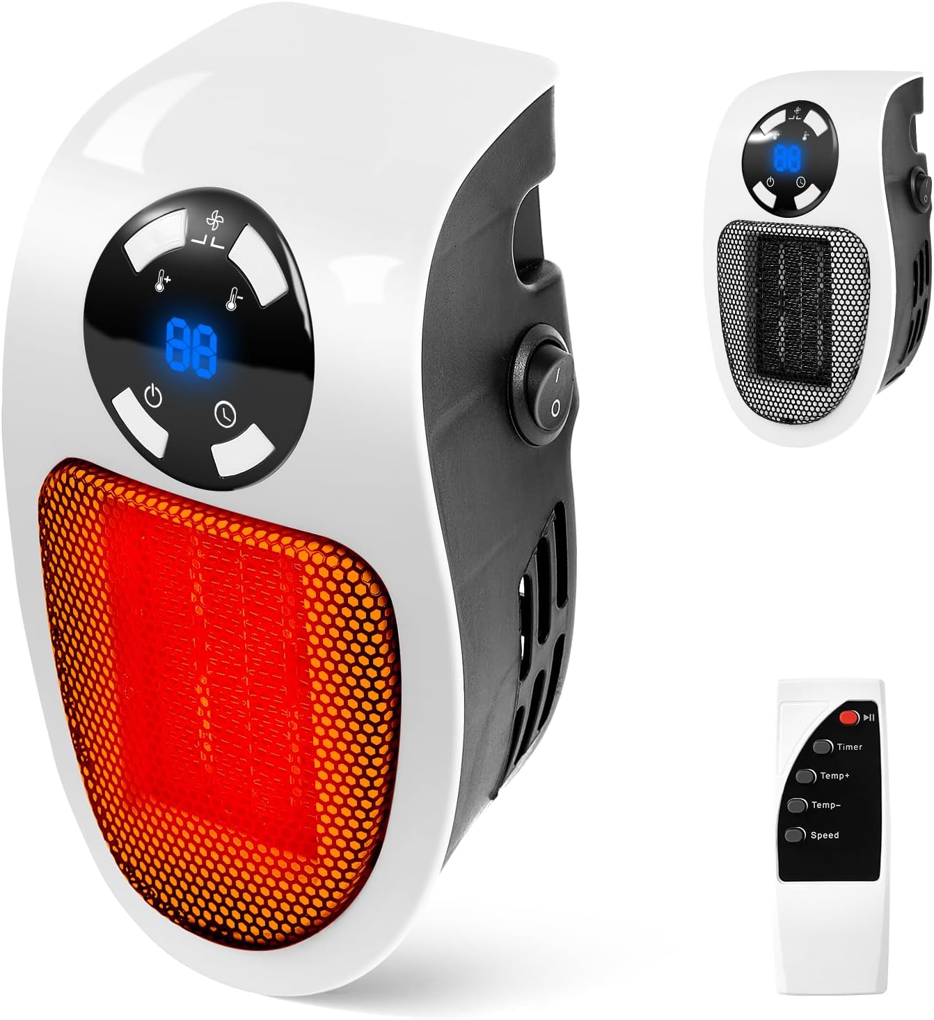 Amazon.com: Wall Space Heater Plug In, 450W Portable Heaters Indoor ...