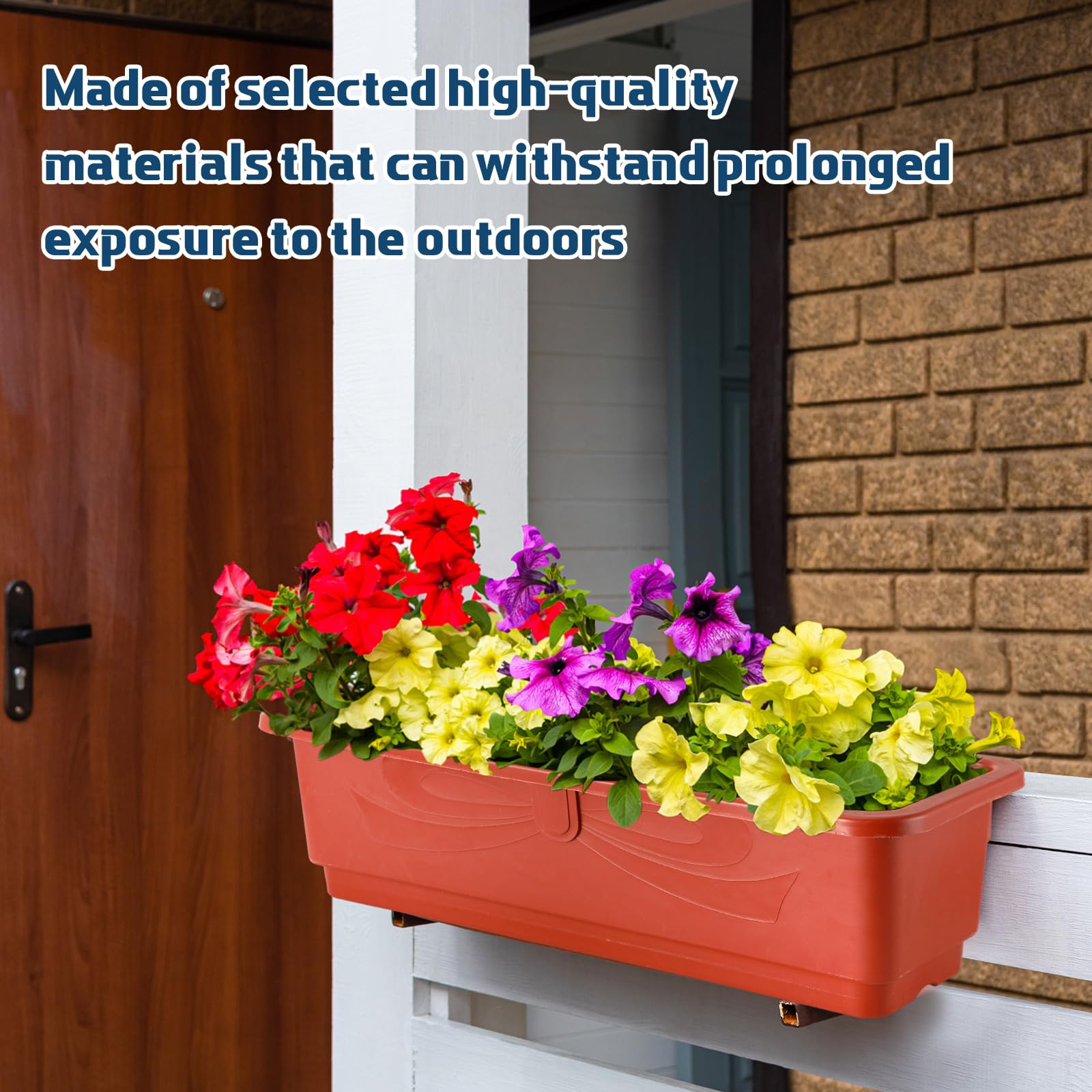 Suclain 8 Pcs 25.59 Inch Window Box Planter Durable Plastic Flower ...