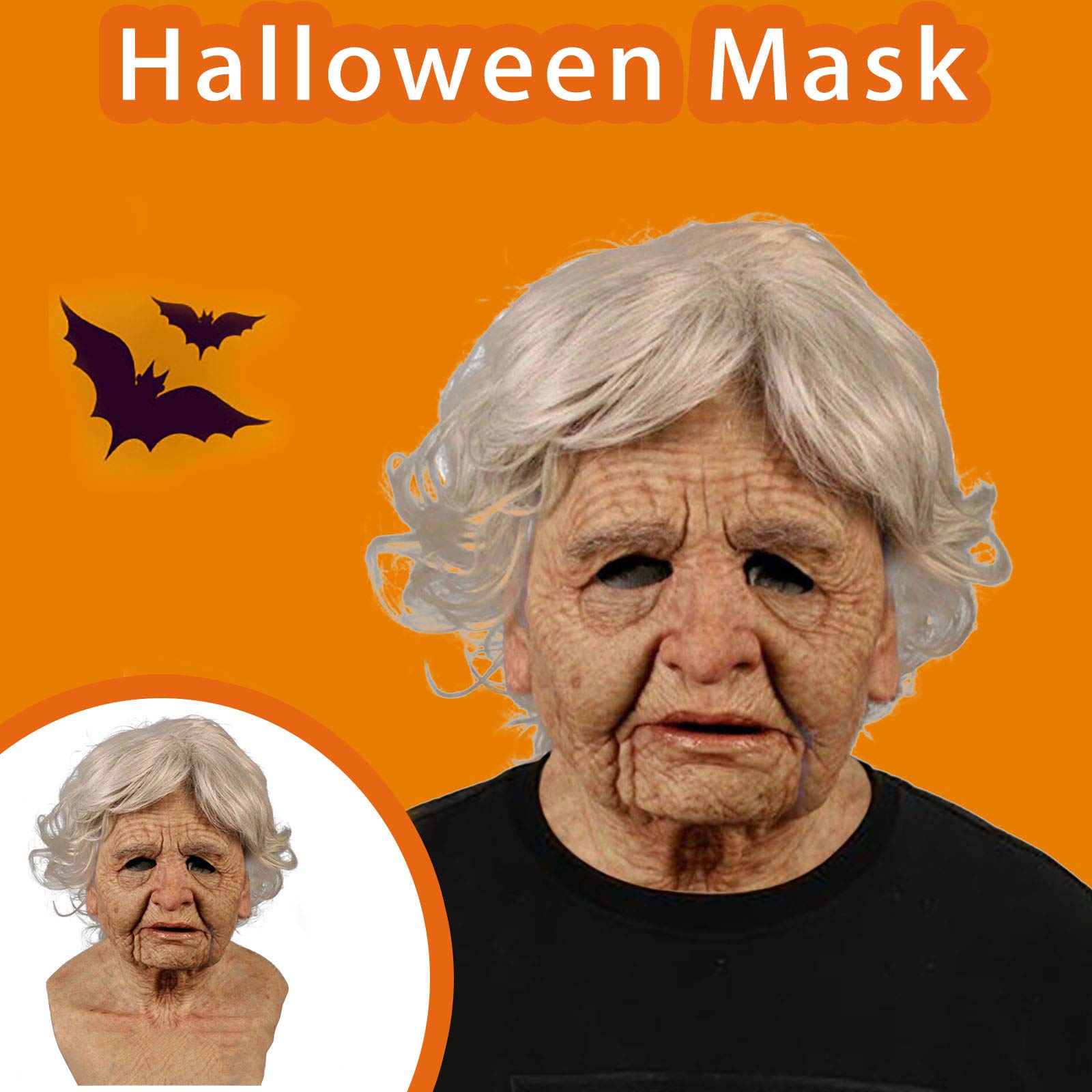 2021 Halloween Scary Full Head Latex Mask Horrific Grandma Old ...
