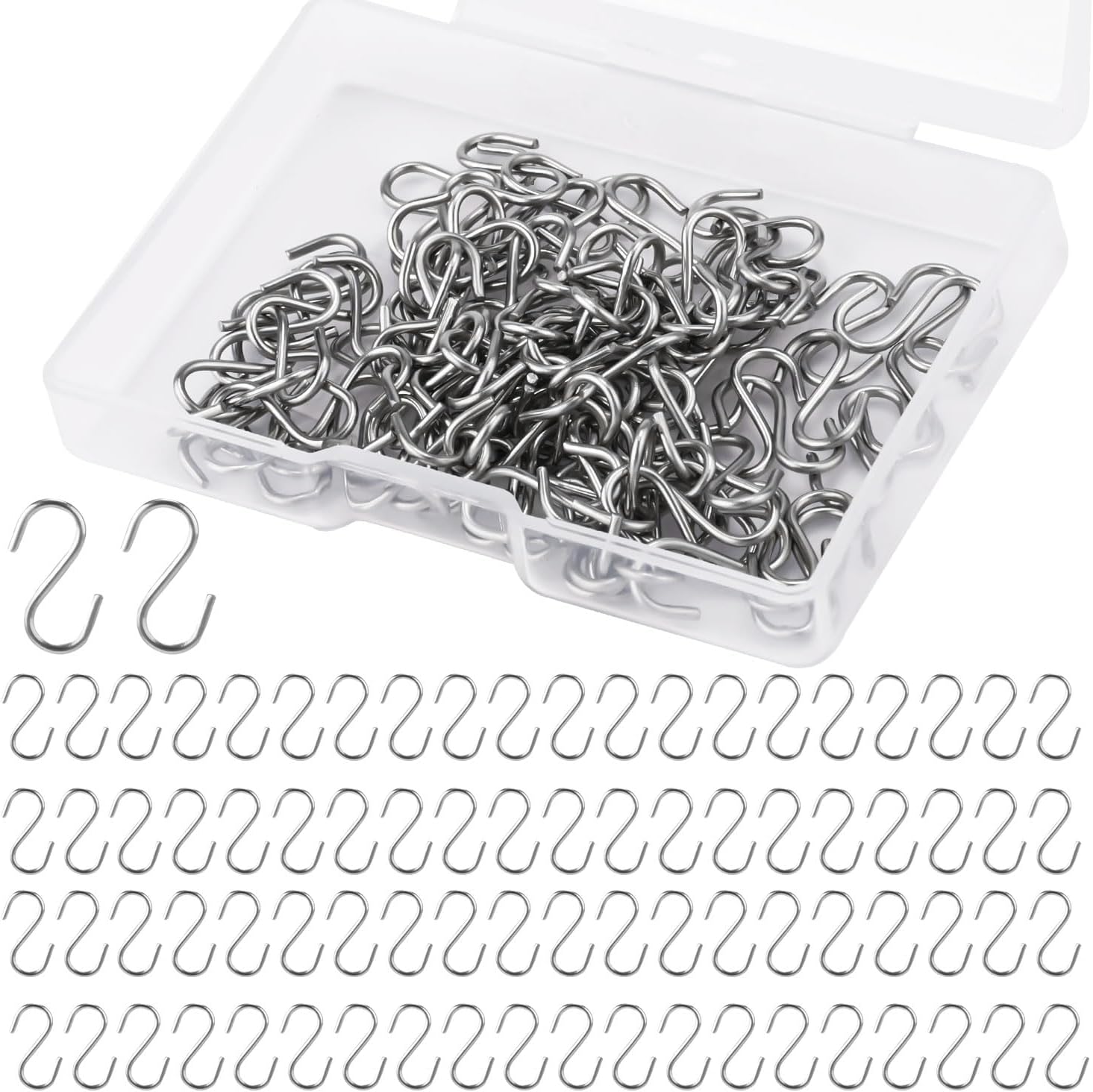 Amazon.com: Dpyrrhic 100Pcs Small S Hooks for Hanging, Silver Small S ...