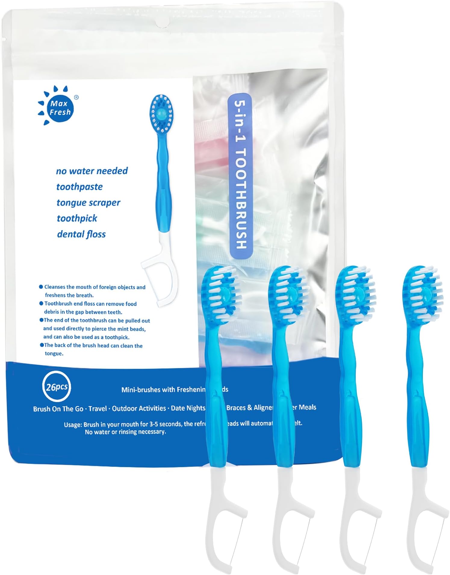 Amazon.com : Malisseladi 5 in 1 Mini Brushes-Disposable Toothbrushes ...