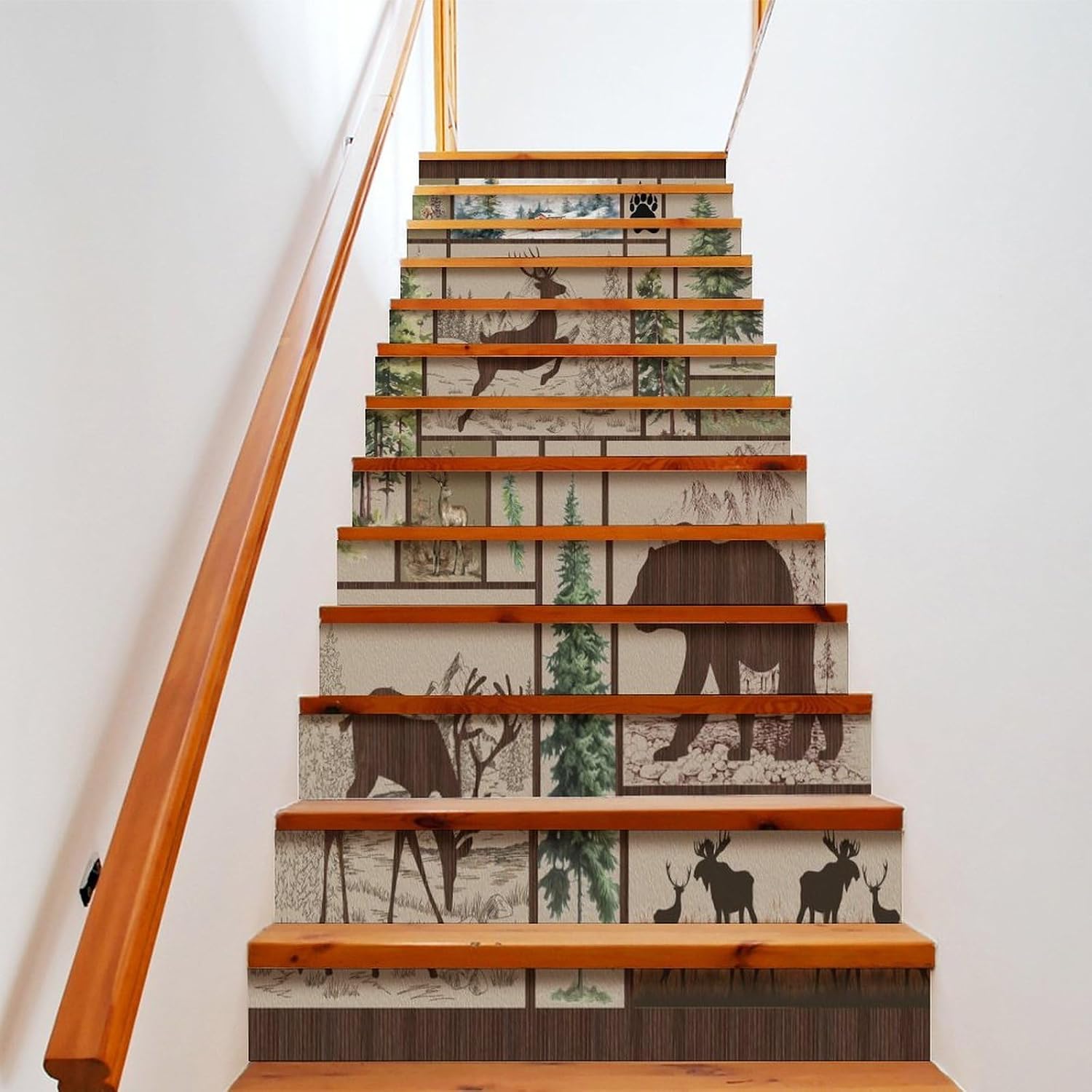 Amazon.com: Brebasf Rustic Winter Farmhouse Staircase Stickers ...