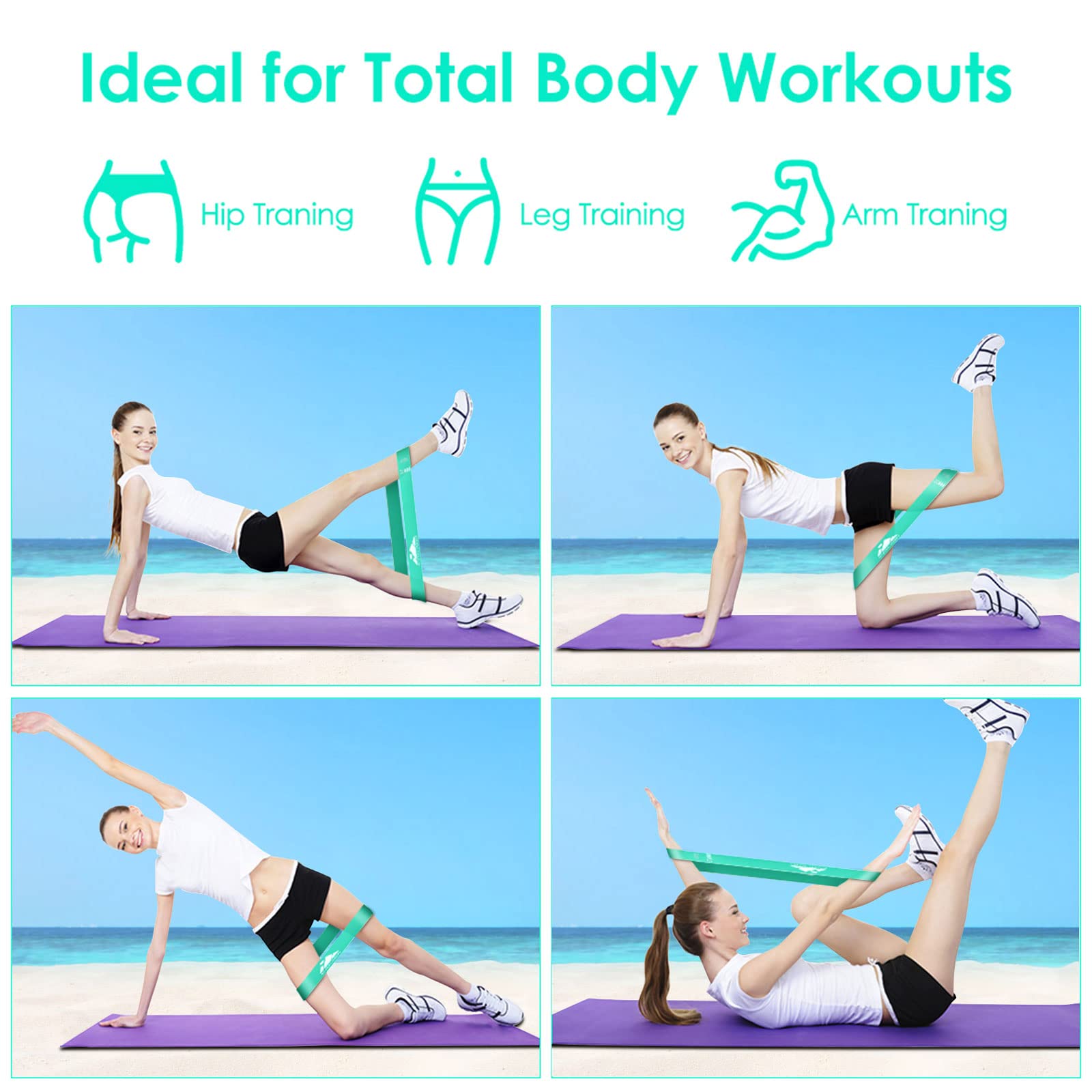 Snapklik.com : Resistance Loop Exercise Bands Set Of 5 For Women Men ...