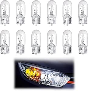 12 PCS 501 W5W Bulbs T10 Car Interior Light, 12V 5W Halogen Bright ...