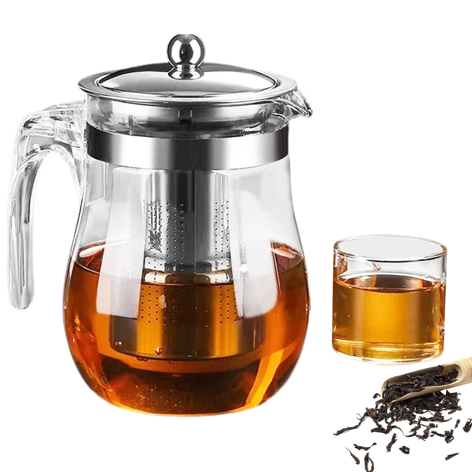 Glass Teapot, 350ml Teapot for 1, Glass Teapots with Infuser, Heat ...