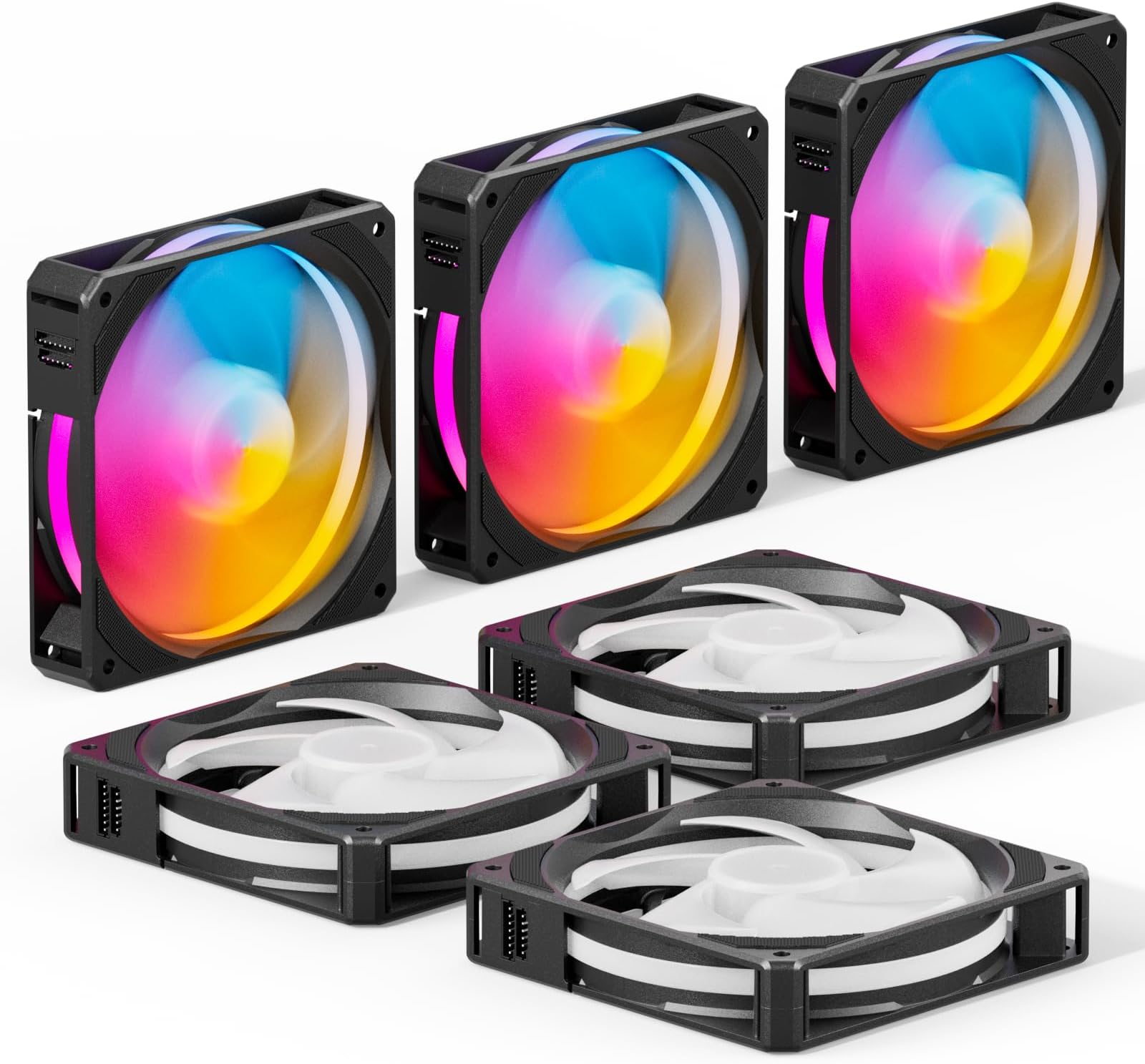 upHere U2C Case Fan 120mm Black 5V ARGB SYNC PWM Silent Computer ...
