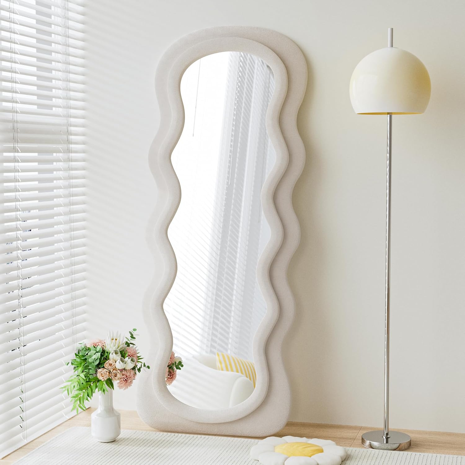 Amazon.com: Dewfig Full Length Mirror, 63" x 24"Irregular Wavy Mirror ...