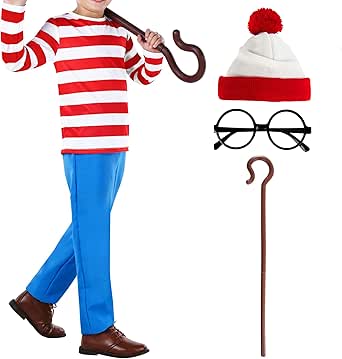 Amazon.com: Morph Red and White Stripe Costume for Kids Book Character ...