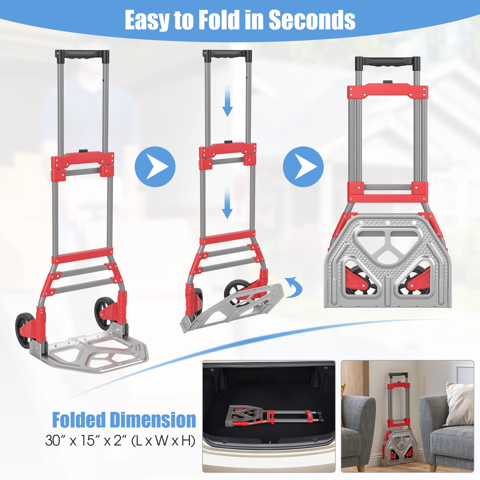 Snapklik.com : Goplus Folding Hand Truck, Lightweight Dolly Cart