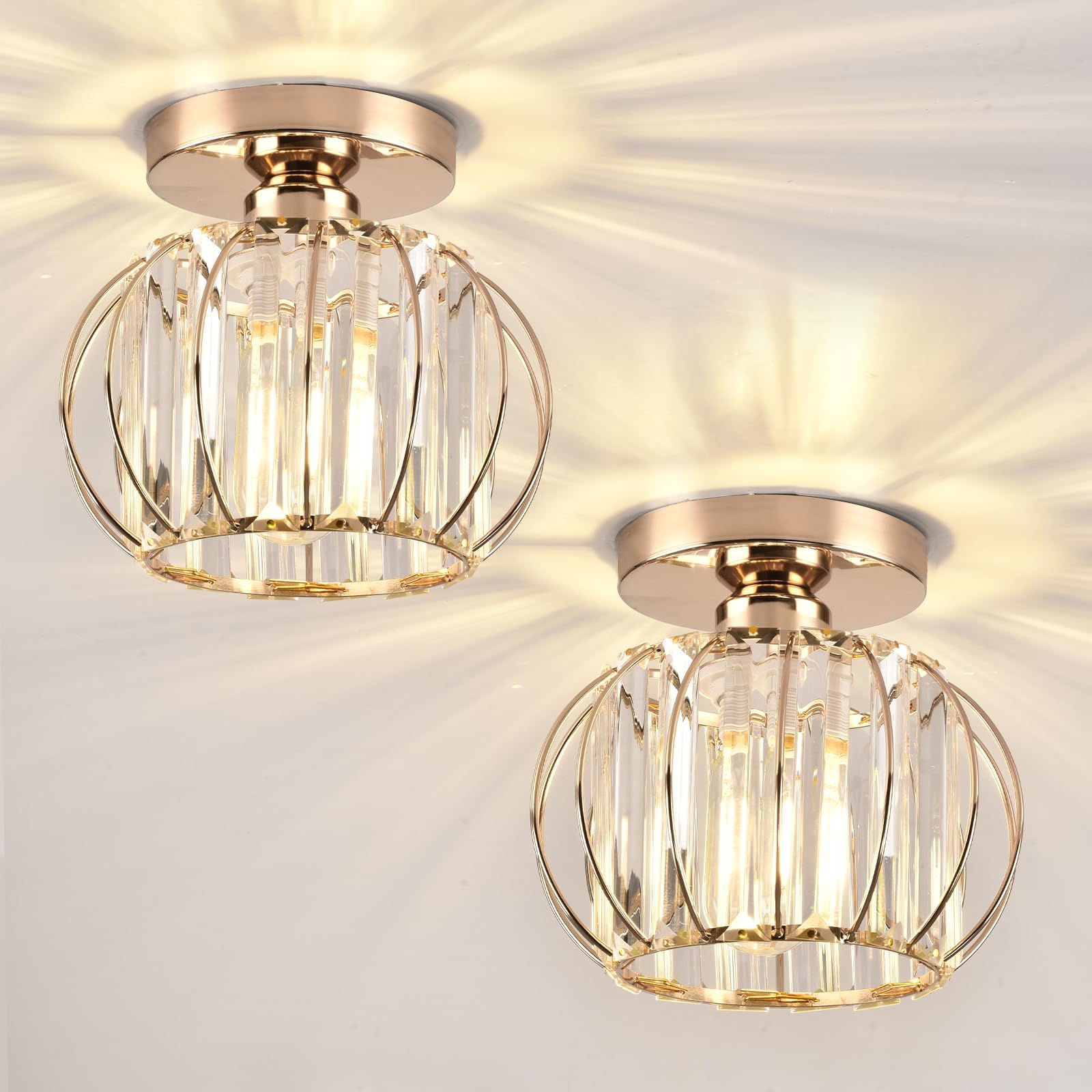 ZYDTRIP Crystals Ceiling Light Fixtures Chandelier, Small Semi Flush ...