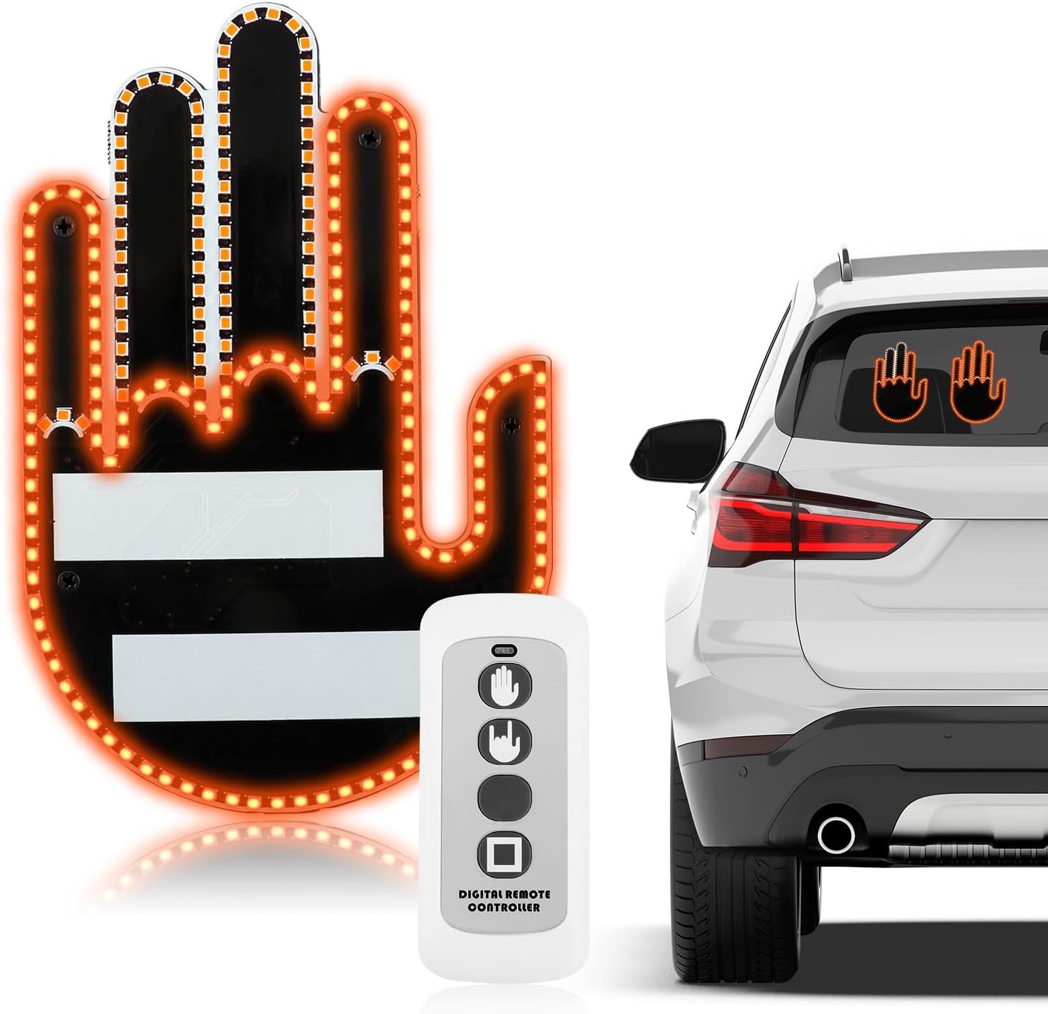 Bvdfgk Car Finger Light with Remote - Road Rage Led Sign for Car with ...