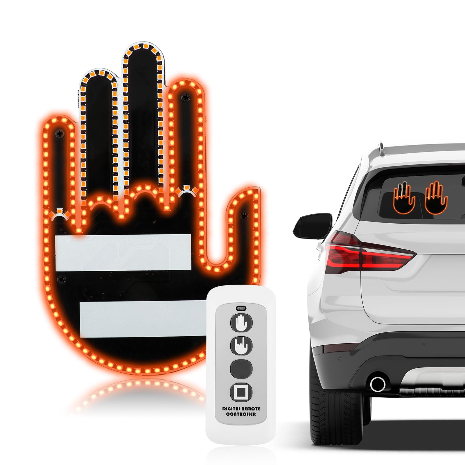 Bvdfgk Car Finger Light with Remote - Road Rage Led Sign for Car with ...