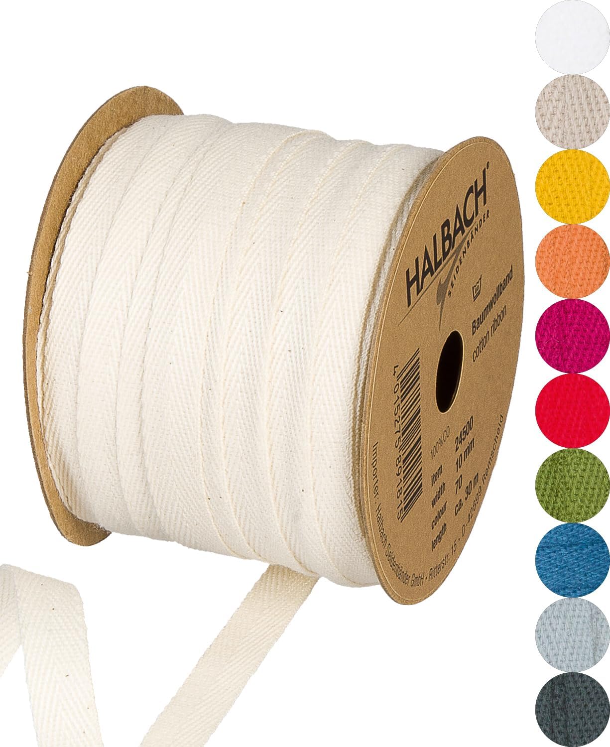 Halbach Seidenbänder - Ruban en coton 10 mm x 30 m - Pour bricolage et ...