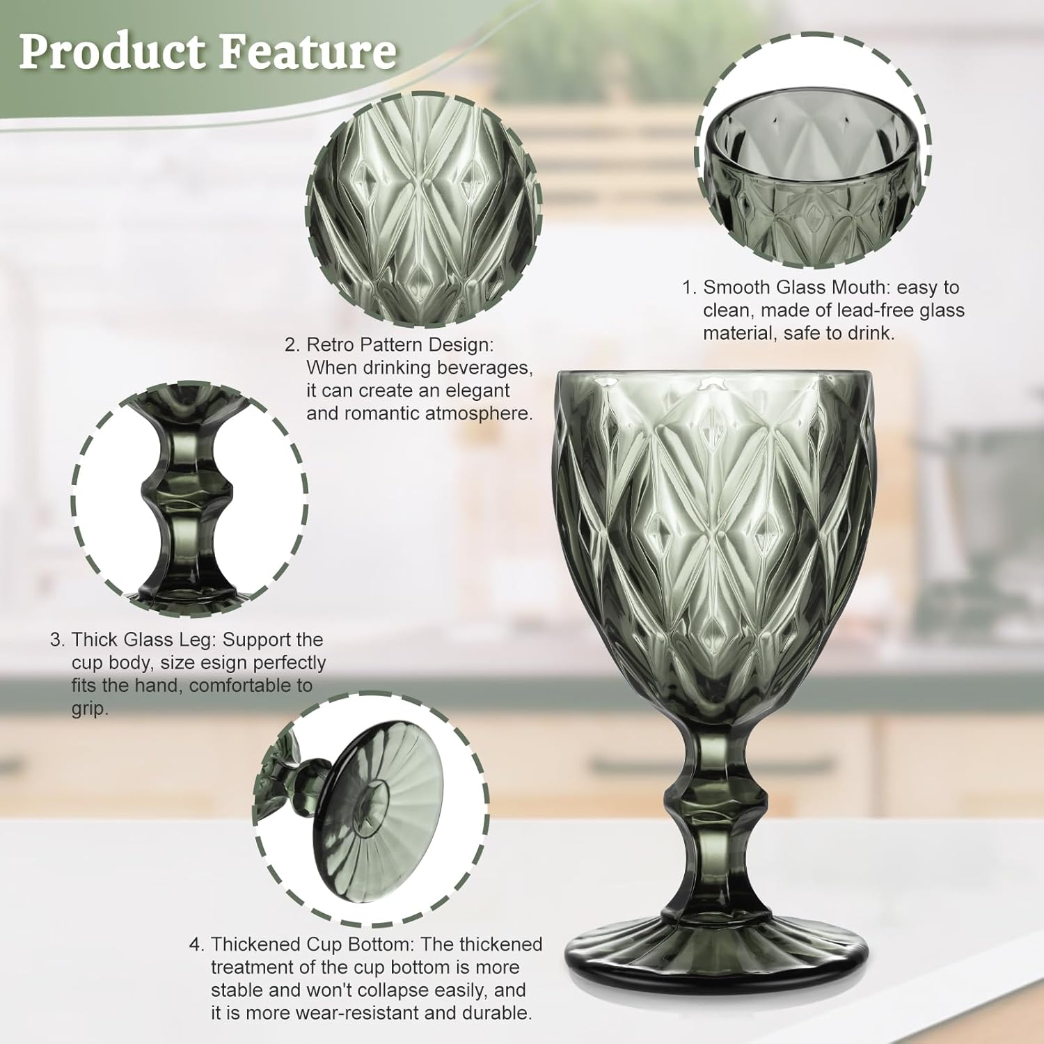 Juego de 6 copas de copa vintage, copas de vino vintage, elegantes ...