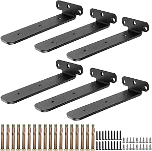 SAYAYO Black Floating Shelf Brackets 6 Packs L Brackets for Shelves ...