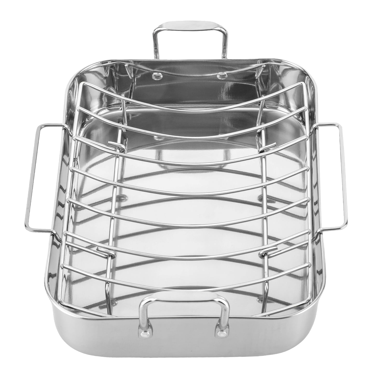 Amazon.com: Stainless Steel Roasting Pan with Rack, 16.5 Inch ...
