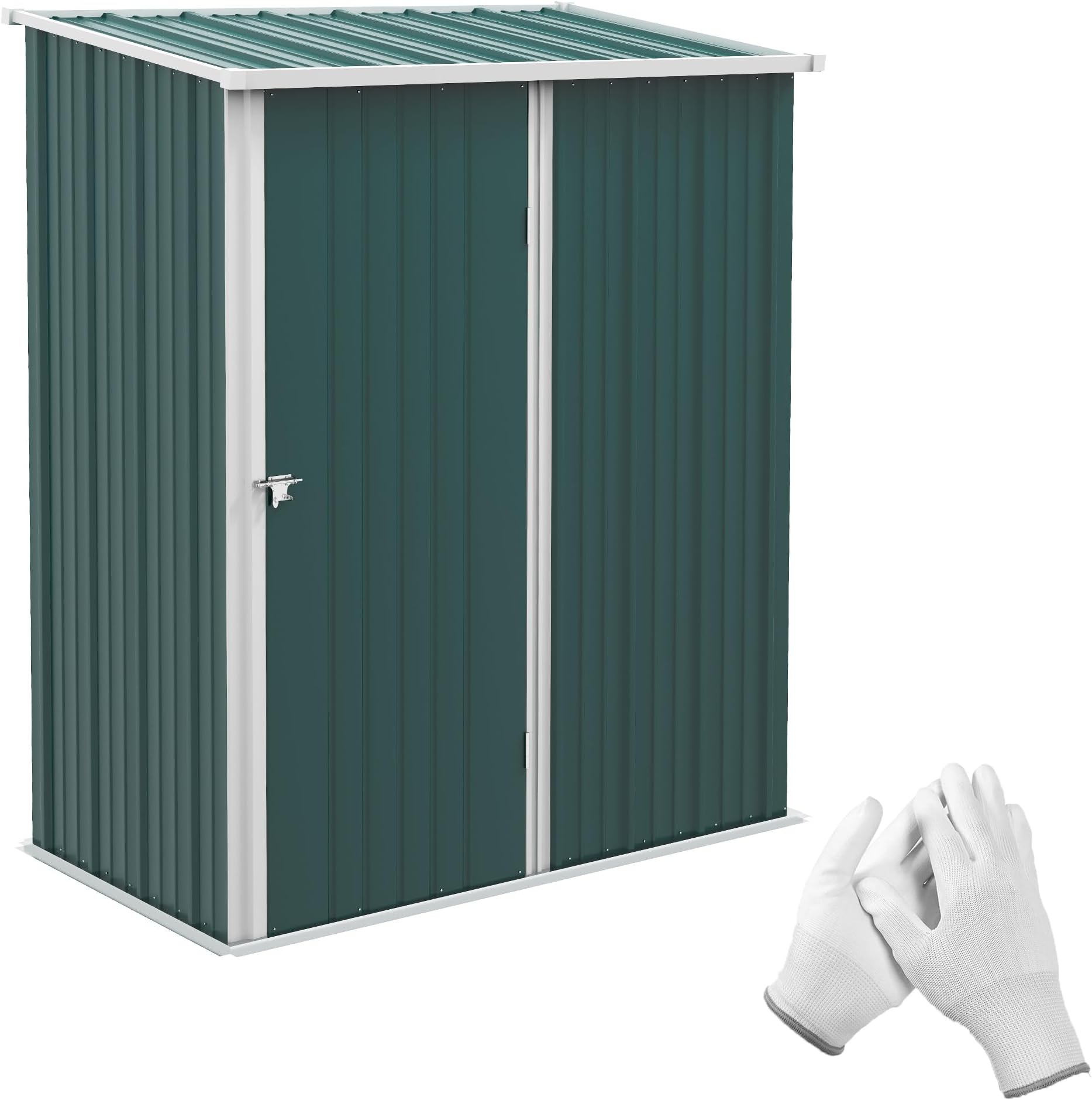 Outsunny 5ft x 3ft Lean to Garden Shed, Metal Outdoor Storage Shed with ...