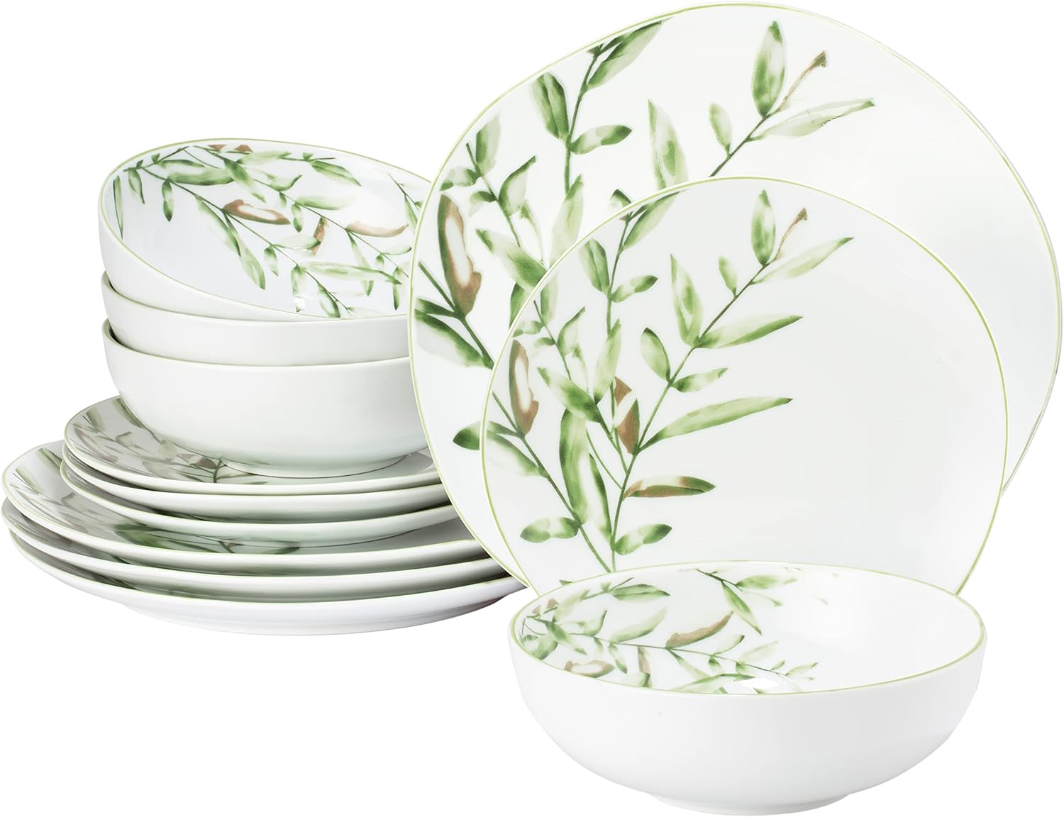 Waterside - 12pc Leaf Rustic Dinner Set : Amazon.co.uk: Home & Kitchen