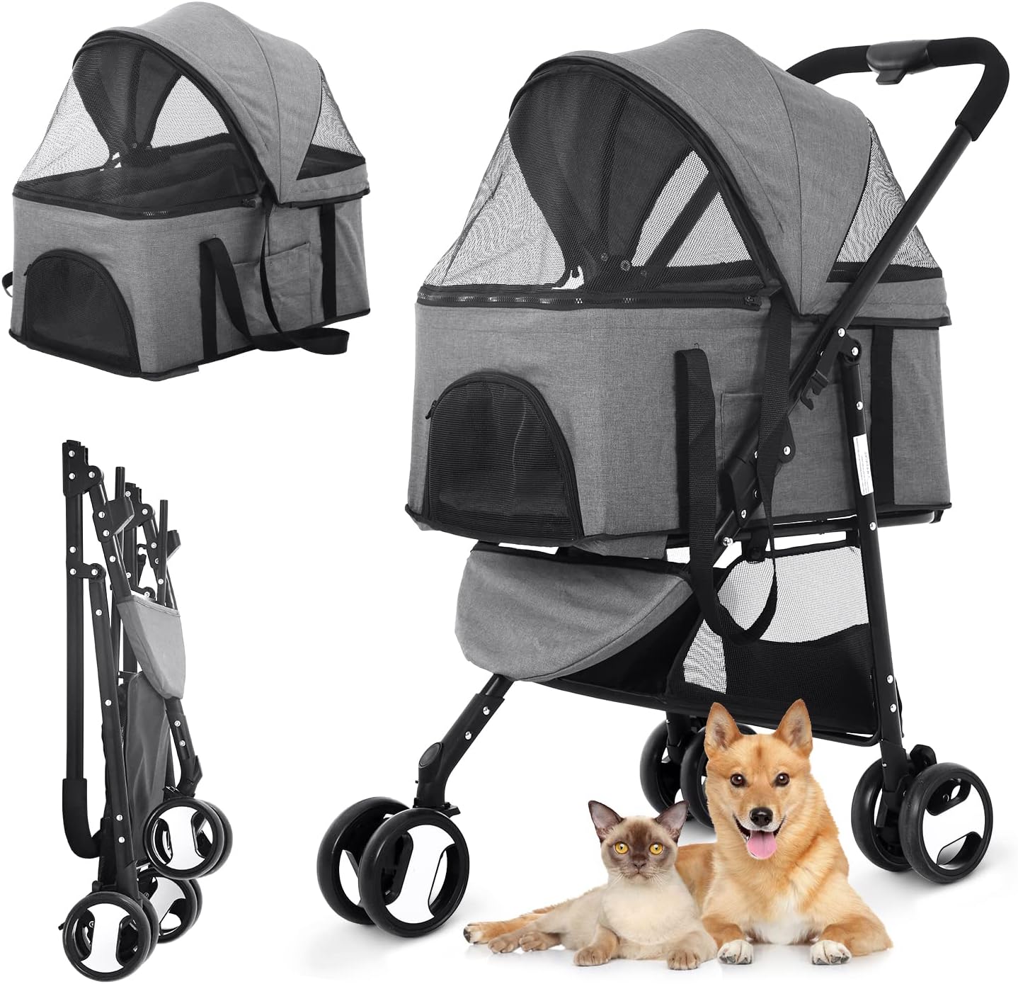 Amazon.com: Dog Stroller Pet Strollers 3 Wheel Doggy Stroller for Small ...