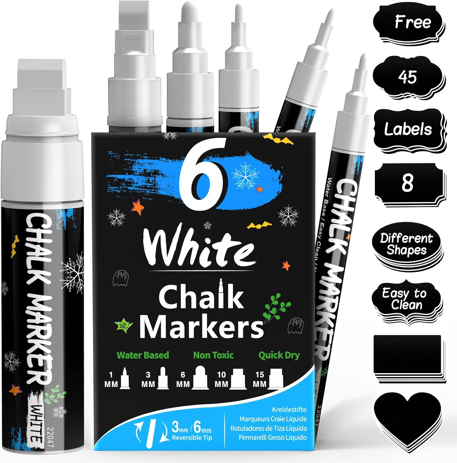 APOGO White Chalk Pens, Liquid White Markers for Blackboards, Signs ...