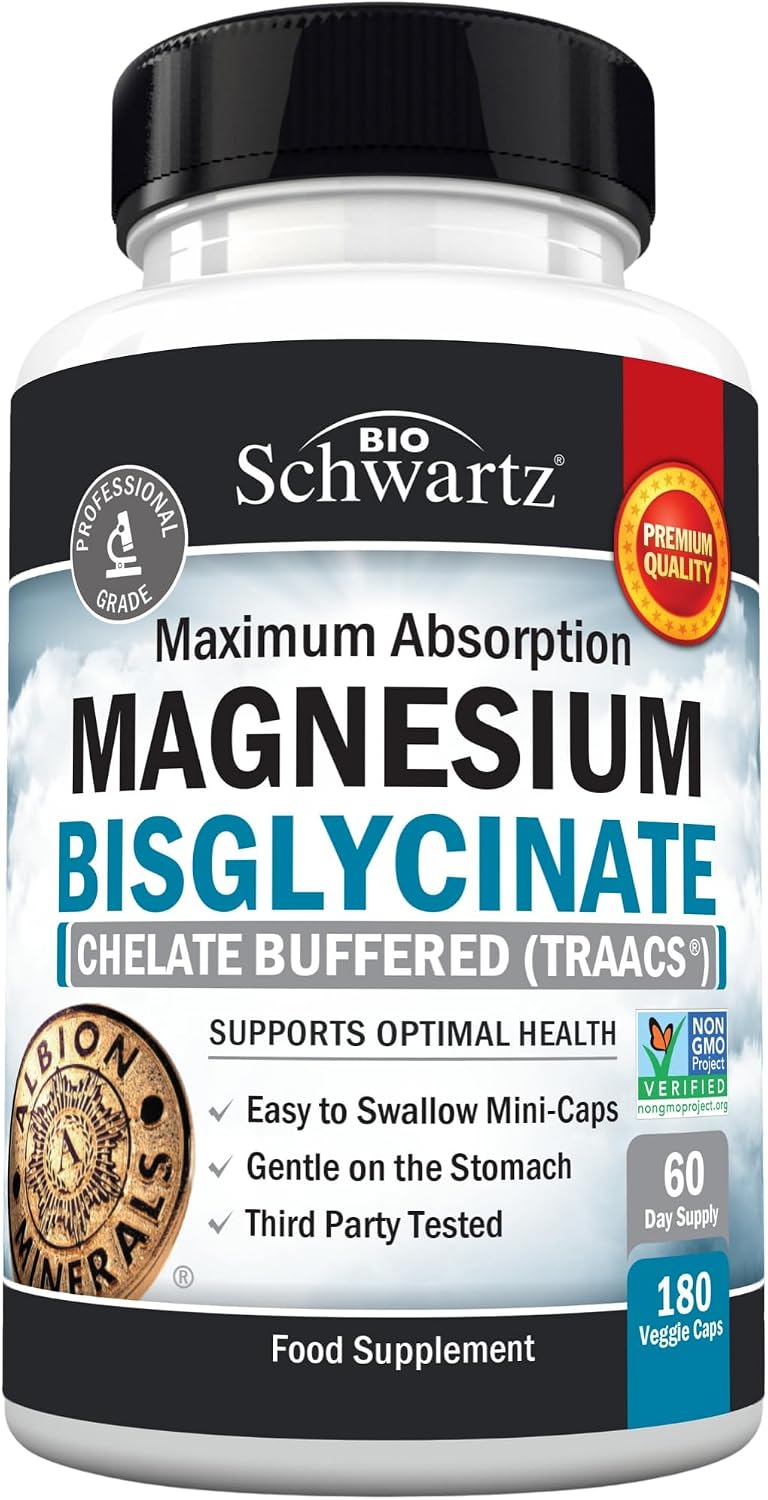 BioSchwartz Magnesium Bisglycinate 100% Chelate No-Laxative Effect ...