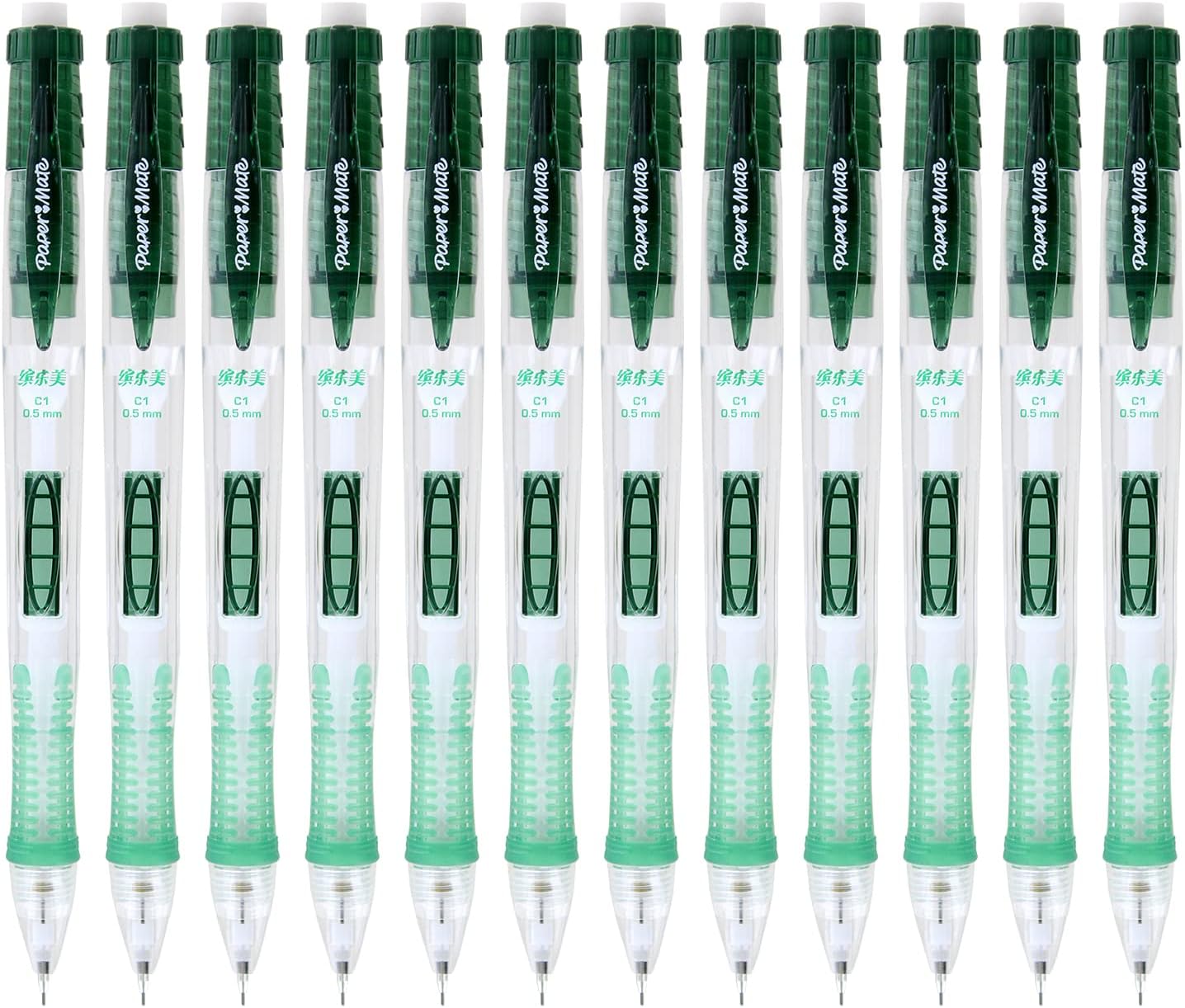 Paper Mate Clear Point Mechanical Pencil, 0.5mm, Green Barrel, 12-Count ...