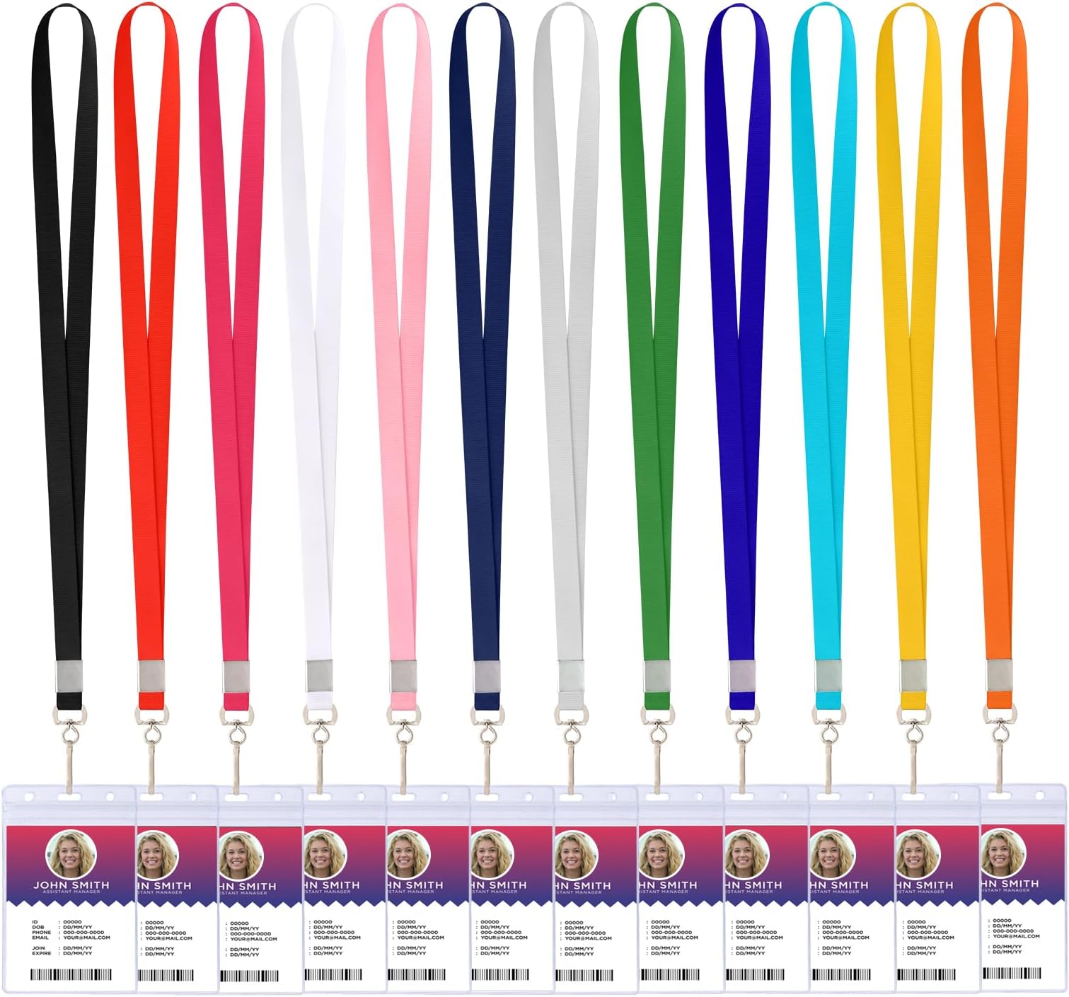 Amazon.com : Fumete 50 Sets Solid Color Lanyards with ID Badge Holder ...