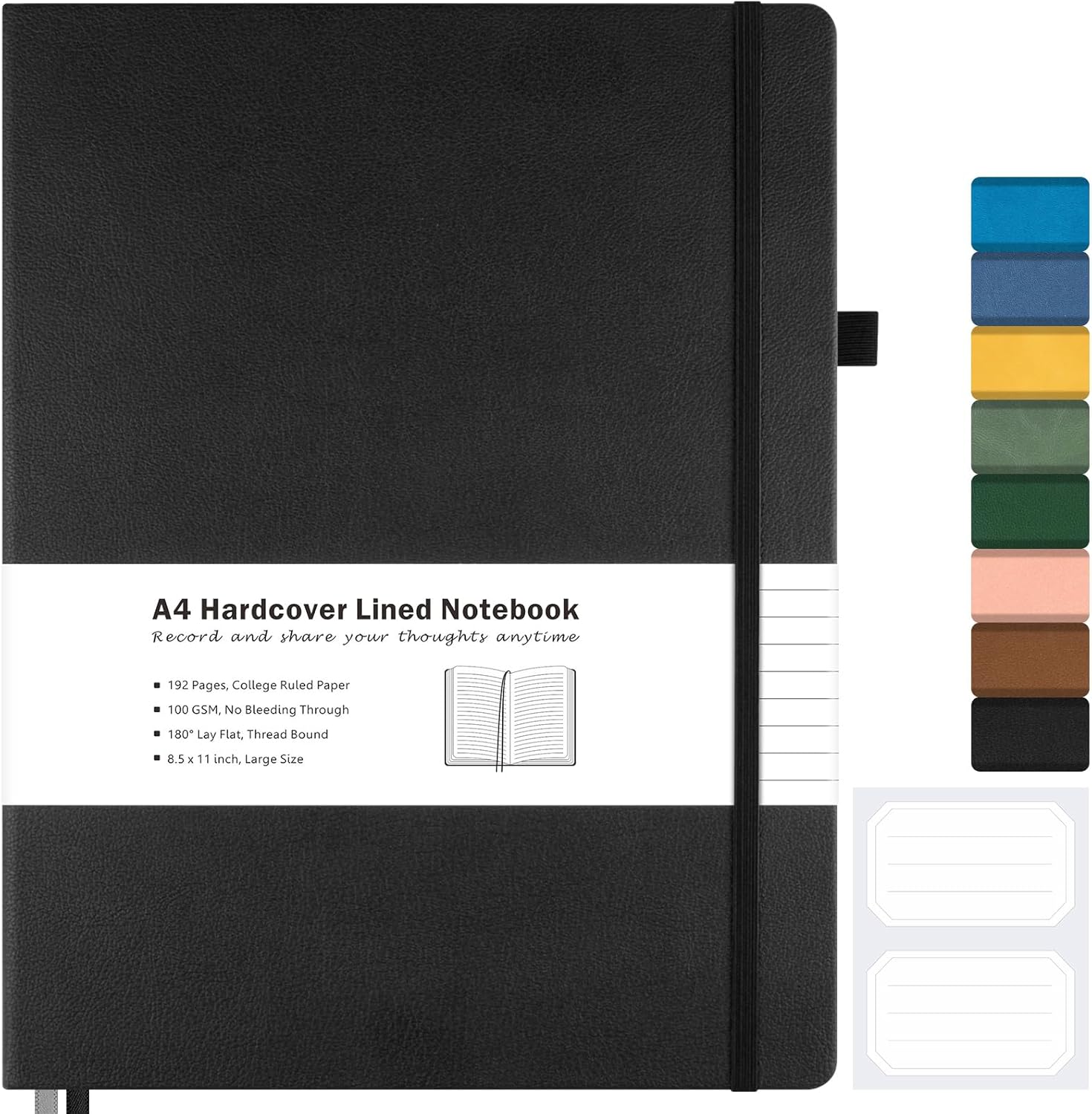 Amazon.com : College Ruled Notebook, A4 Hardcover Leather Notebook for ...