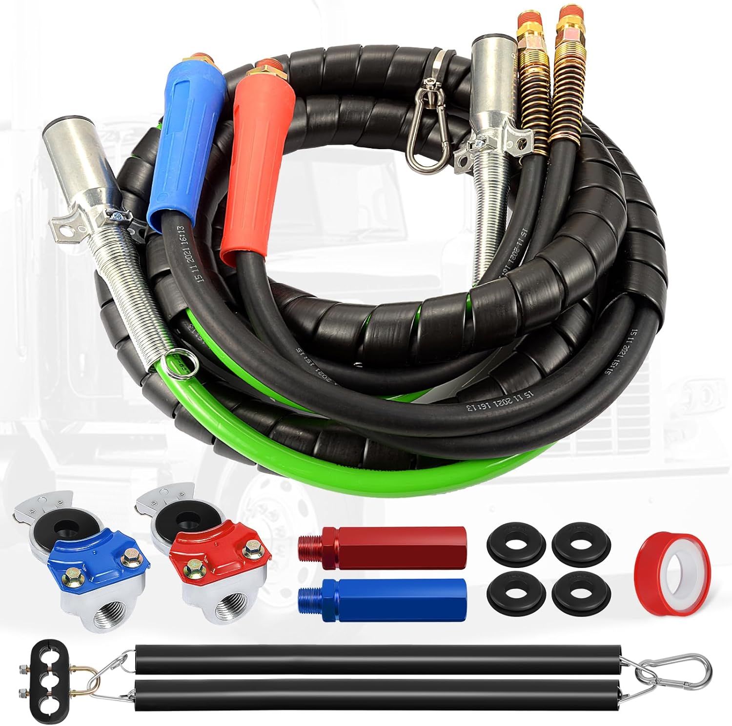 Amazon.com: ZIQUN 12Ft Semi Truck Air Line Kit, 3 in 1 Wrap Air Power ...