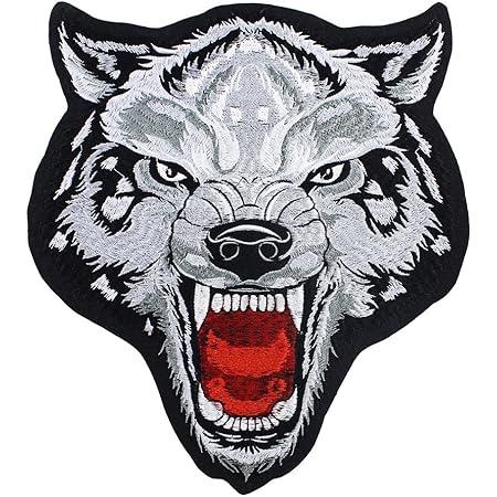 Amazon.com: Large Wolf Head Embroidery Patches Applique Iron on Badges ...