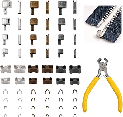 Anseom 60 Pieces Zipper Stopper Repair Kit，Top Stop Bottom Stop Zipper ...