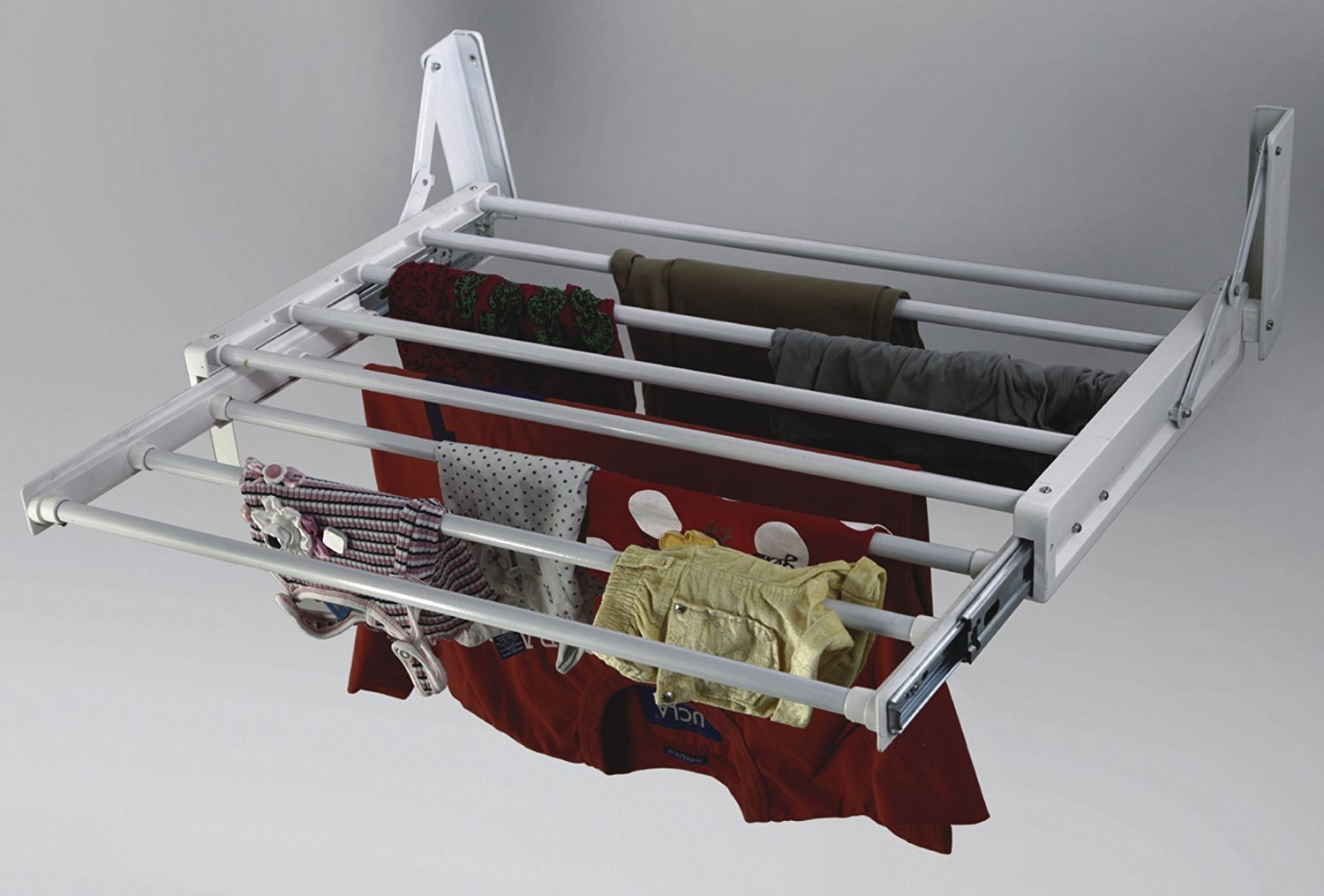 GRAZIA Wall Mount Expandable Pull Out Foldable Cloth Dryer Stand Wall ...