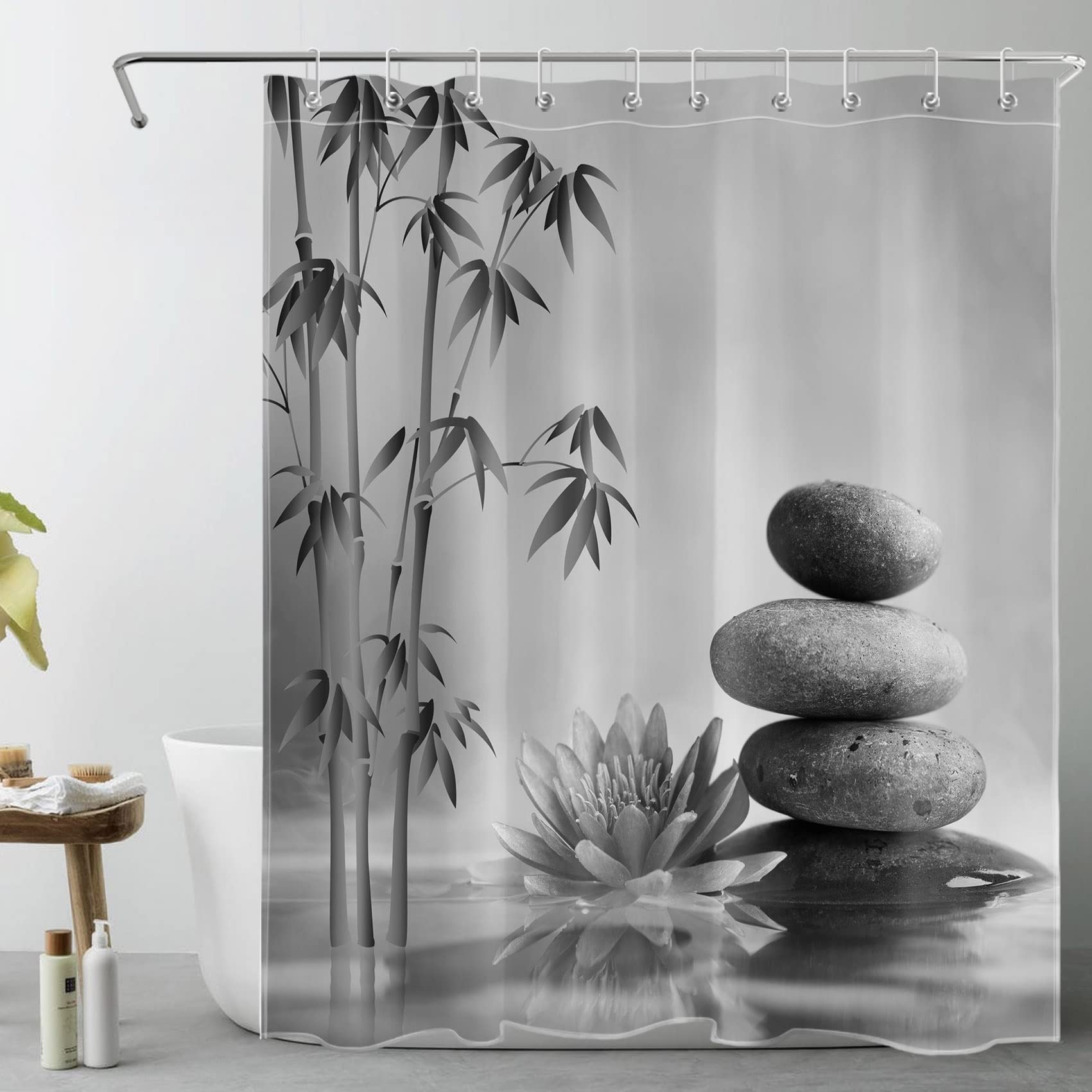 Amazon.com: HVEST Japanese Zen Shower Curtain with Hooks, Asian Spa ...
