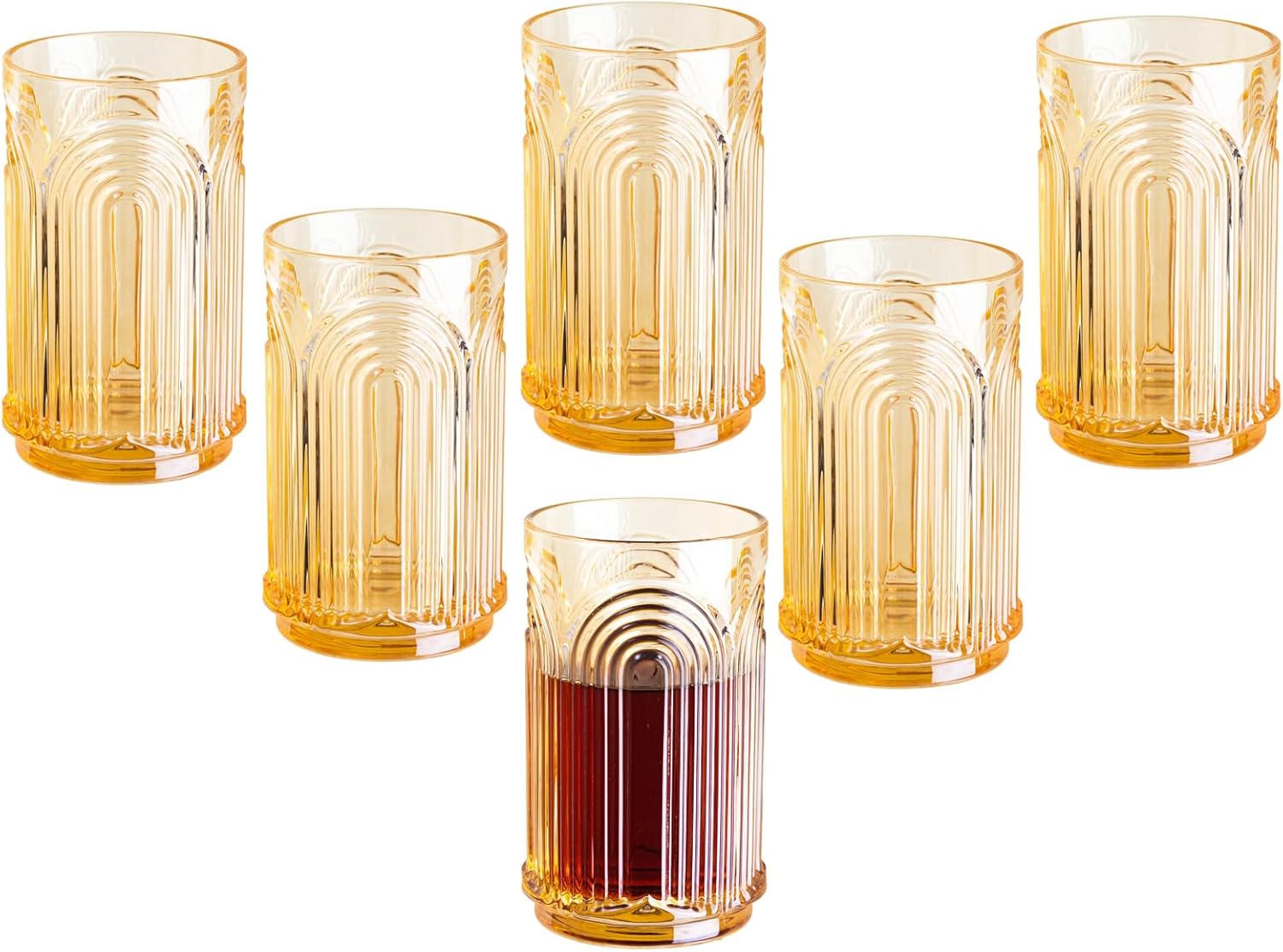 Amazon.com | XKXKKE Set of 6 Vintage Glassware, 15 OZ Ripple Drinking ...