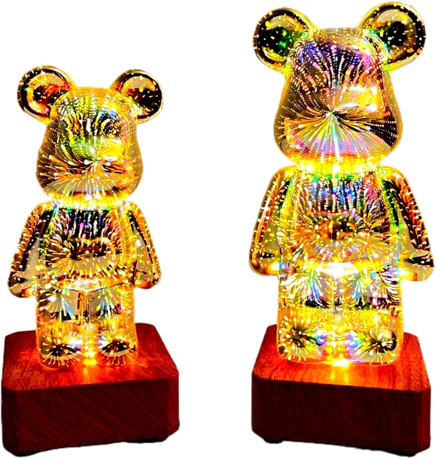 GZKPL Twinkle Bear Lamp, Bear Night Light 3D Fireworks Lamp Bear Home ...