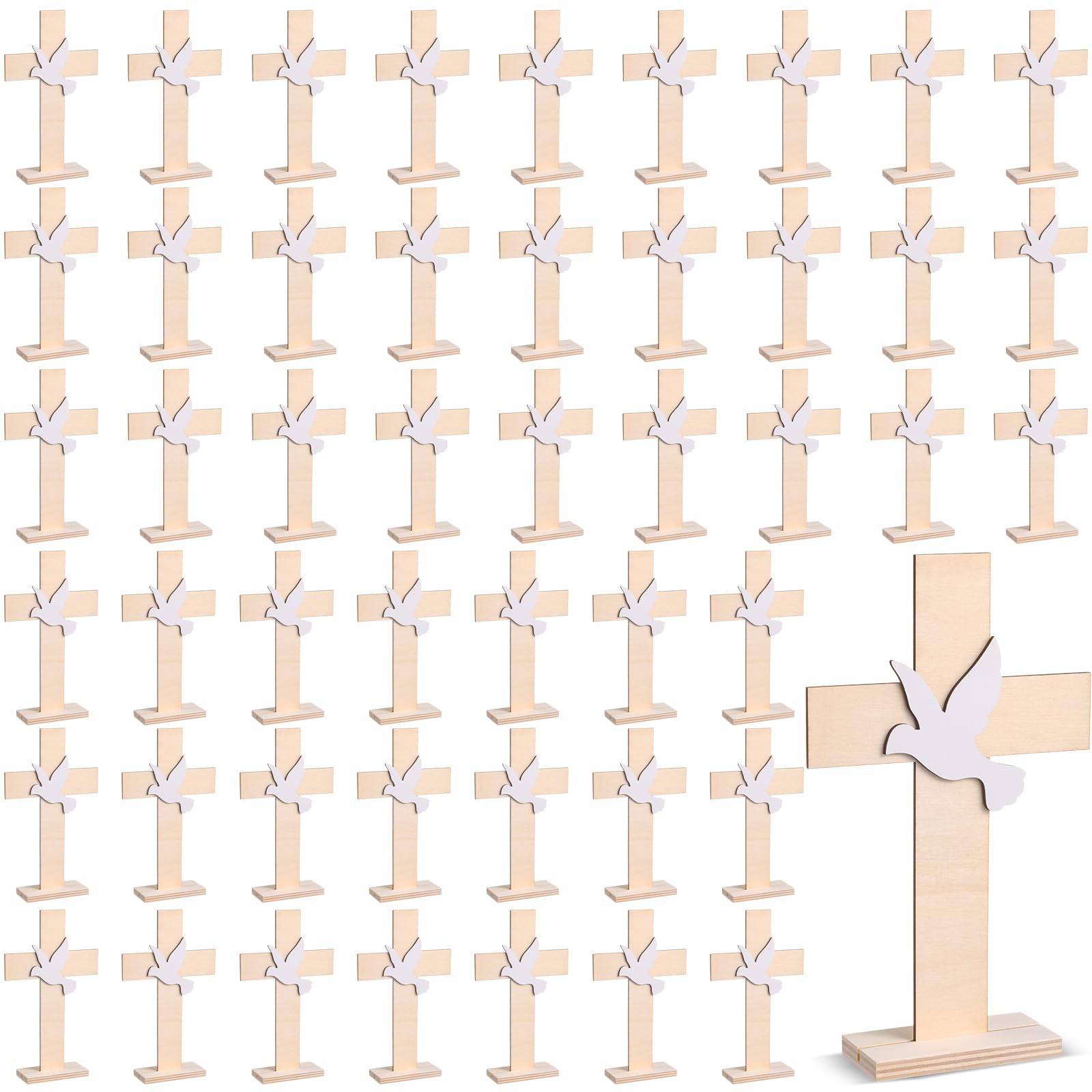 Amazon.com: Beeveer 48 Pcs Standing Wooden Crosses with Pigeon for ...