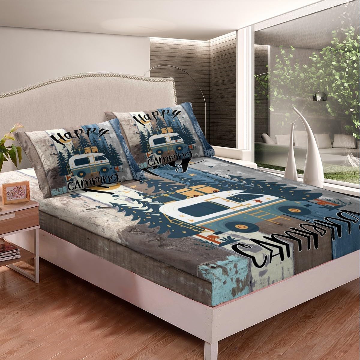 Amazon.com: Feelyou Camper Bedding Bed Sheet Set St Twin Size Happy ...