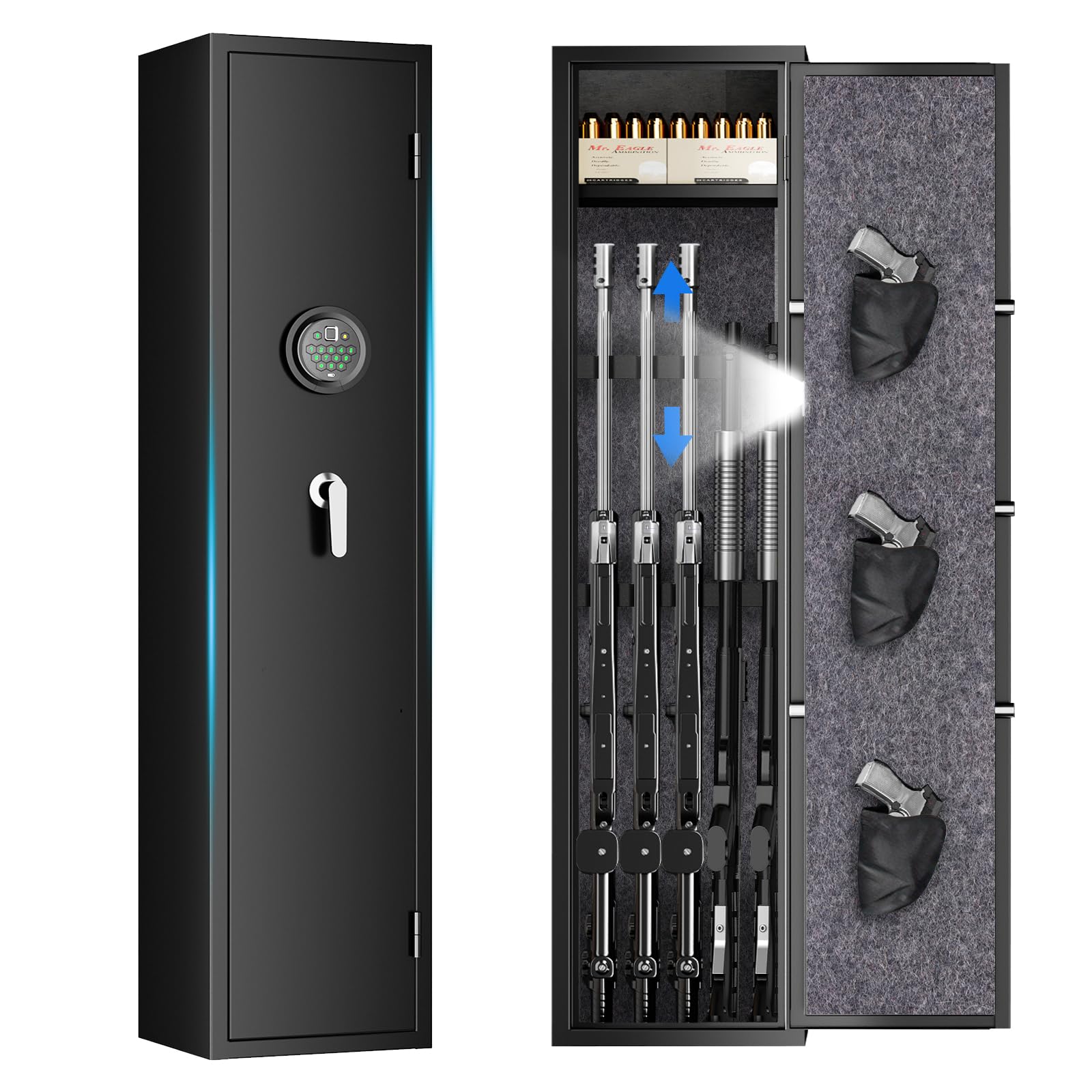 Snapklik.com : QIRANUI 4-5 Biometric Gun Cabinet, 54" Quick Access ...