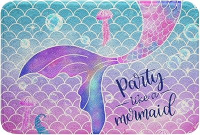 Amazon.com: Pink Mermaid Bathroom Rug Decor for Girls,Cute Funny Ocean ...
